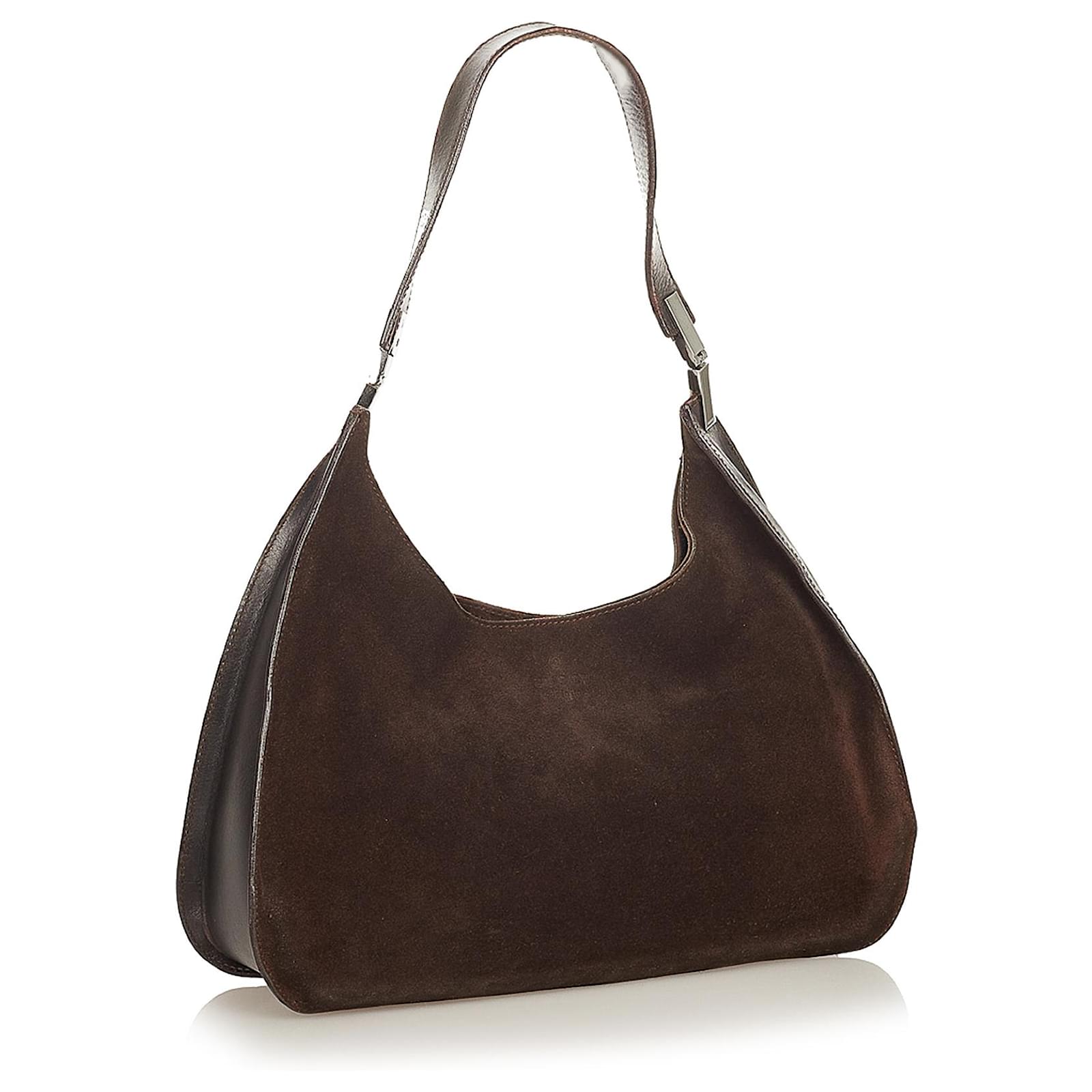 Gucci Brown Suede Shoulder Bag Dark brown Leather ref.401440 - Joli Closet