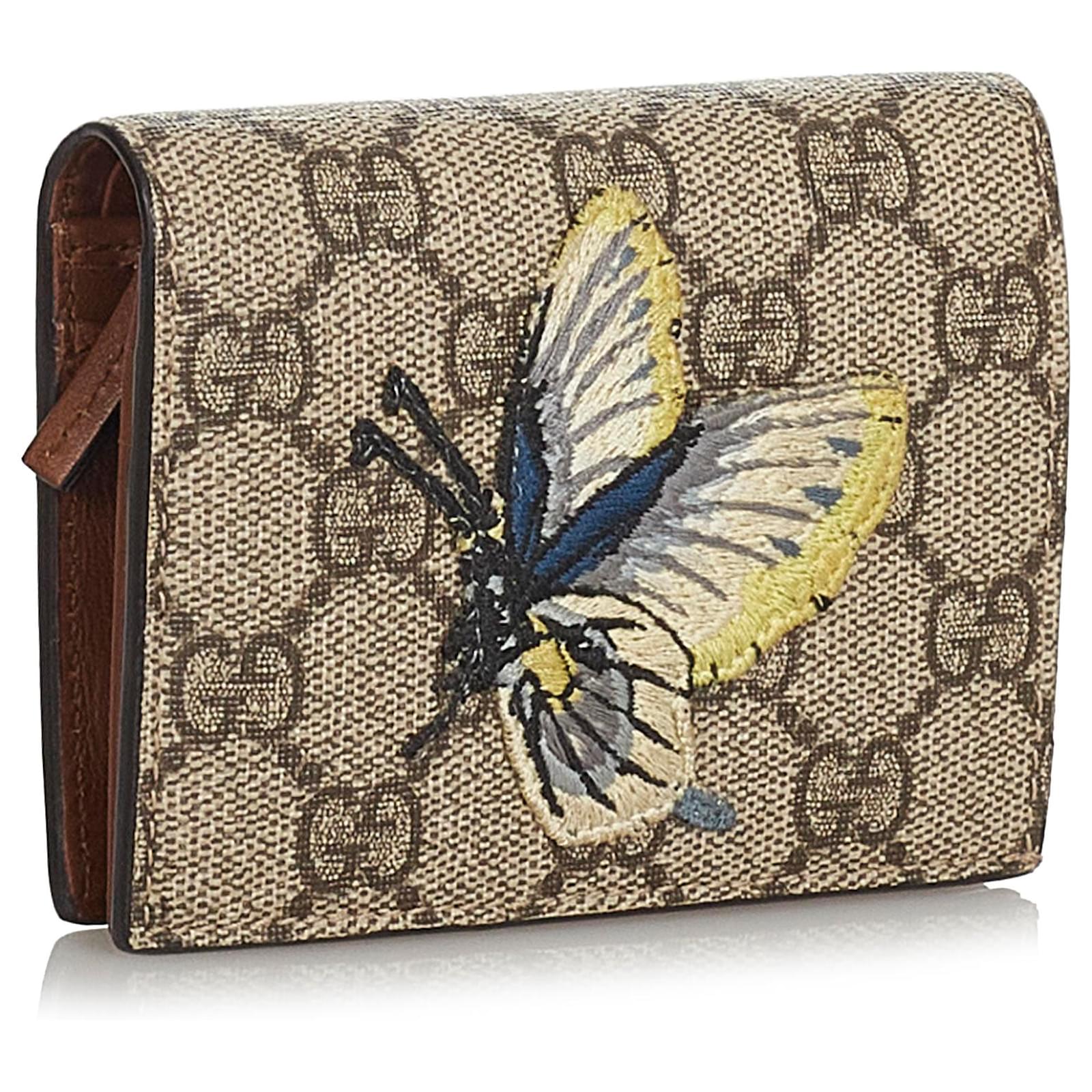 Gucci Brown GG Supreme Butterfly Bifold Wallet Multiple colors Beige ...