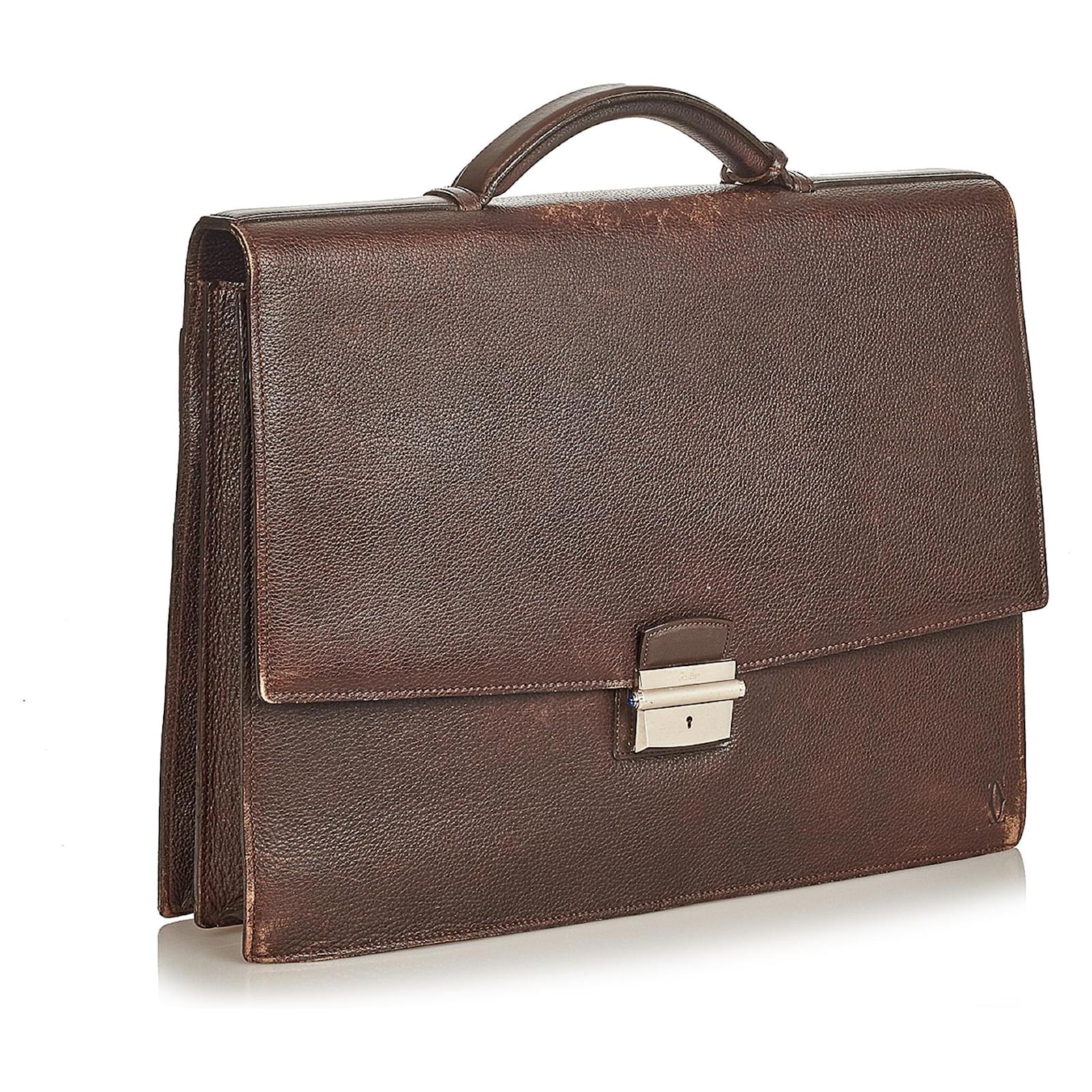 Cartier Brown Pasha de Cartier Leather Briefcase Dark brown Pony-style ...