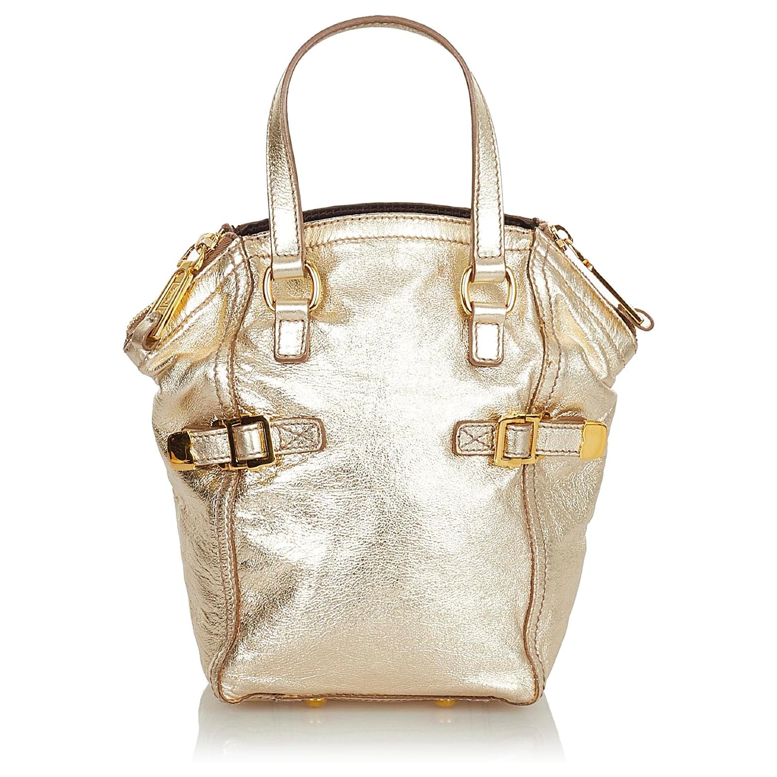 Yves Saint Laurent YSL Gold Mini Downtown Metallic Leather Handbag ...