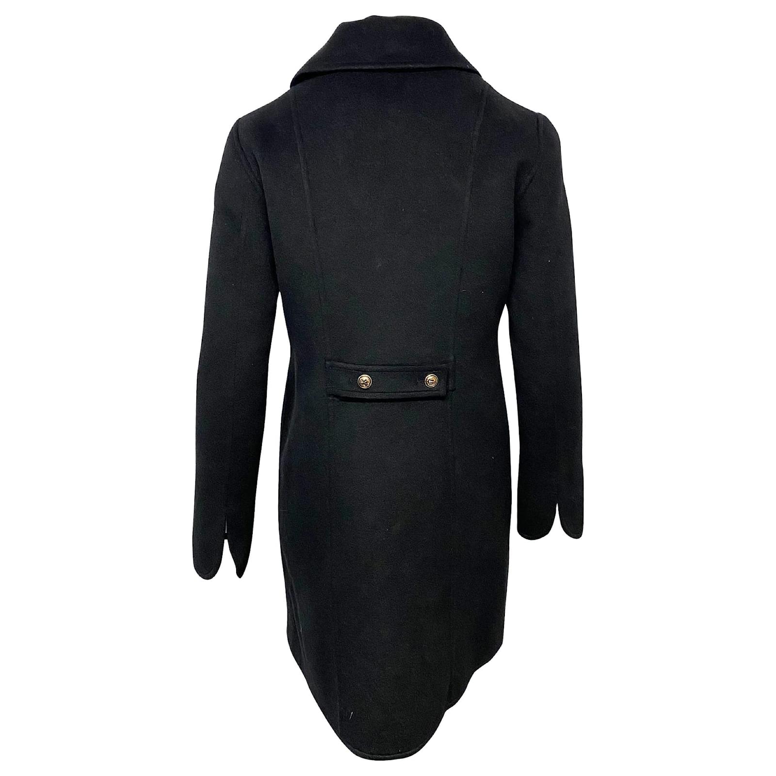 Manteau Yves Saint Laurent Caban Style en Cachemire Noir Coton ref ...