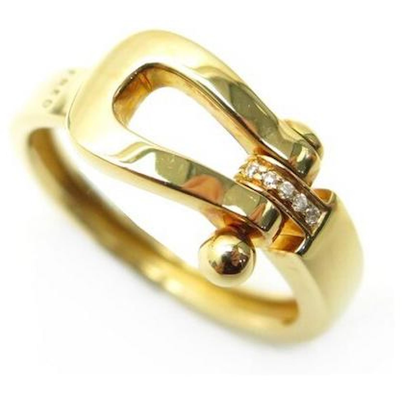 BAGUE FRED FORCE 10 MM 4B0382 T52 EN OR JAUNE 18K & DIAMANTS DIAMONDS ...
