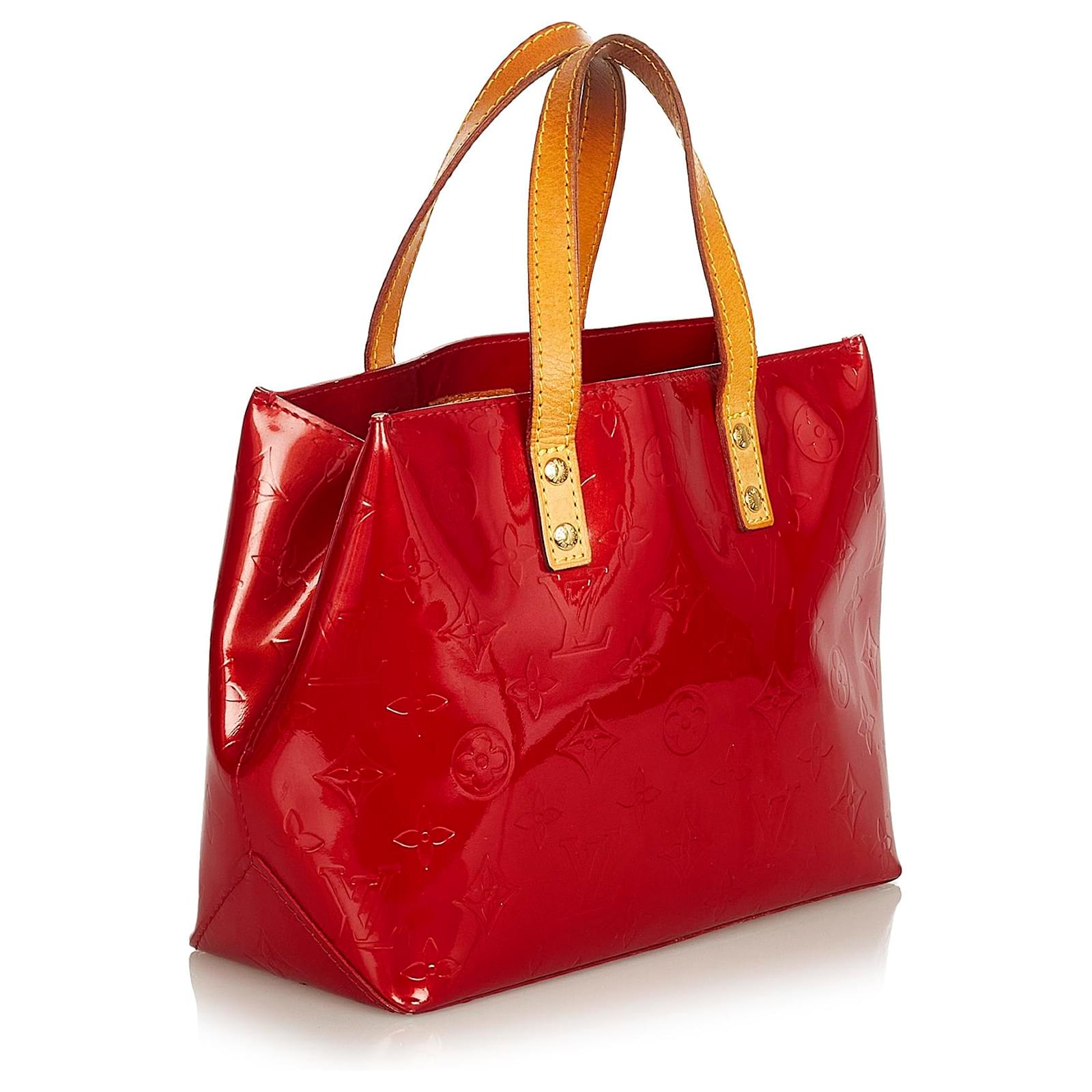 Louis Vuitton Red Vernis Reade PM Brown Light brown Leather Patent ...