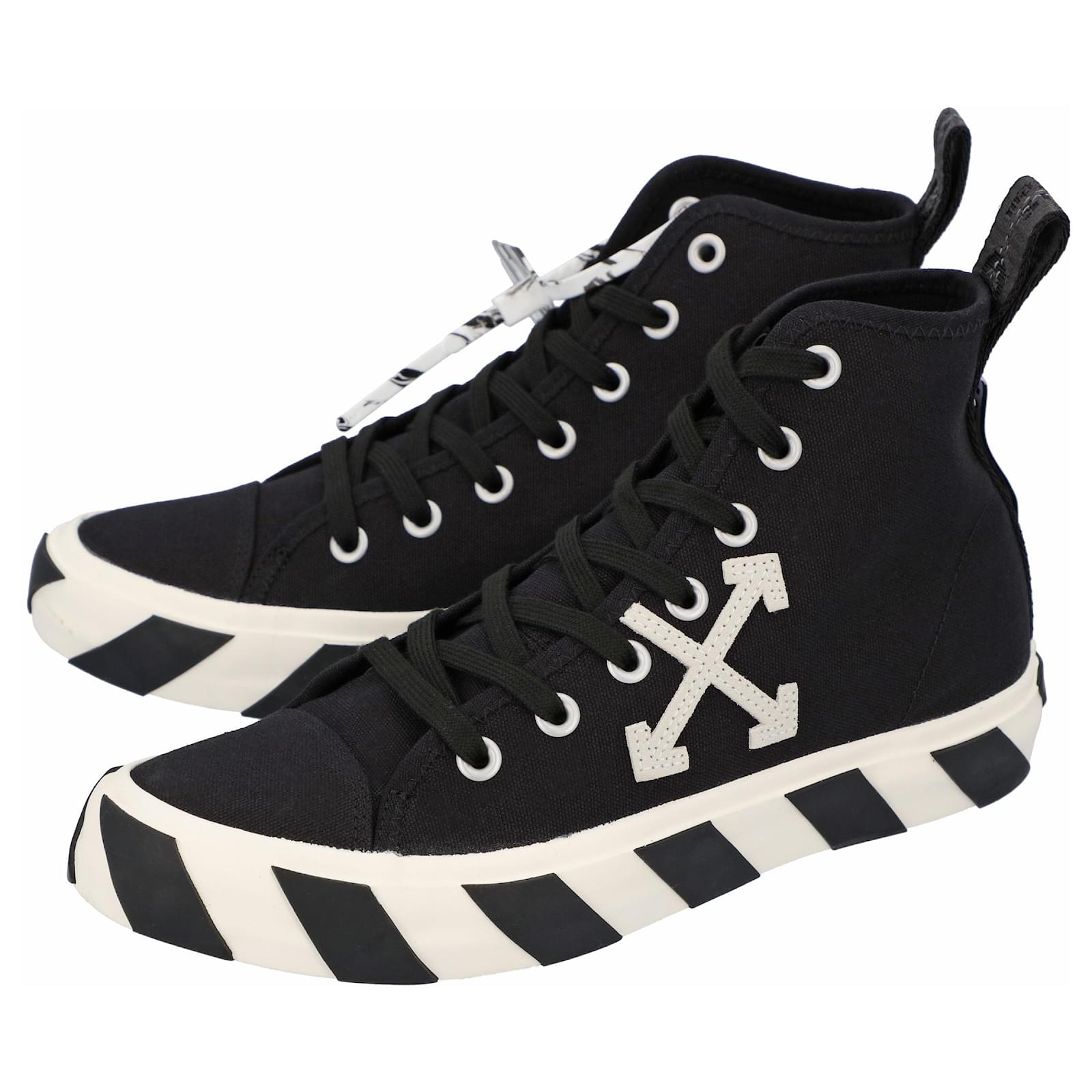 Off White Baskets mi-hautes vulcanisées Off-White Coton Noir ref.415539 ...