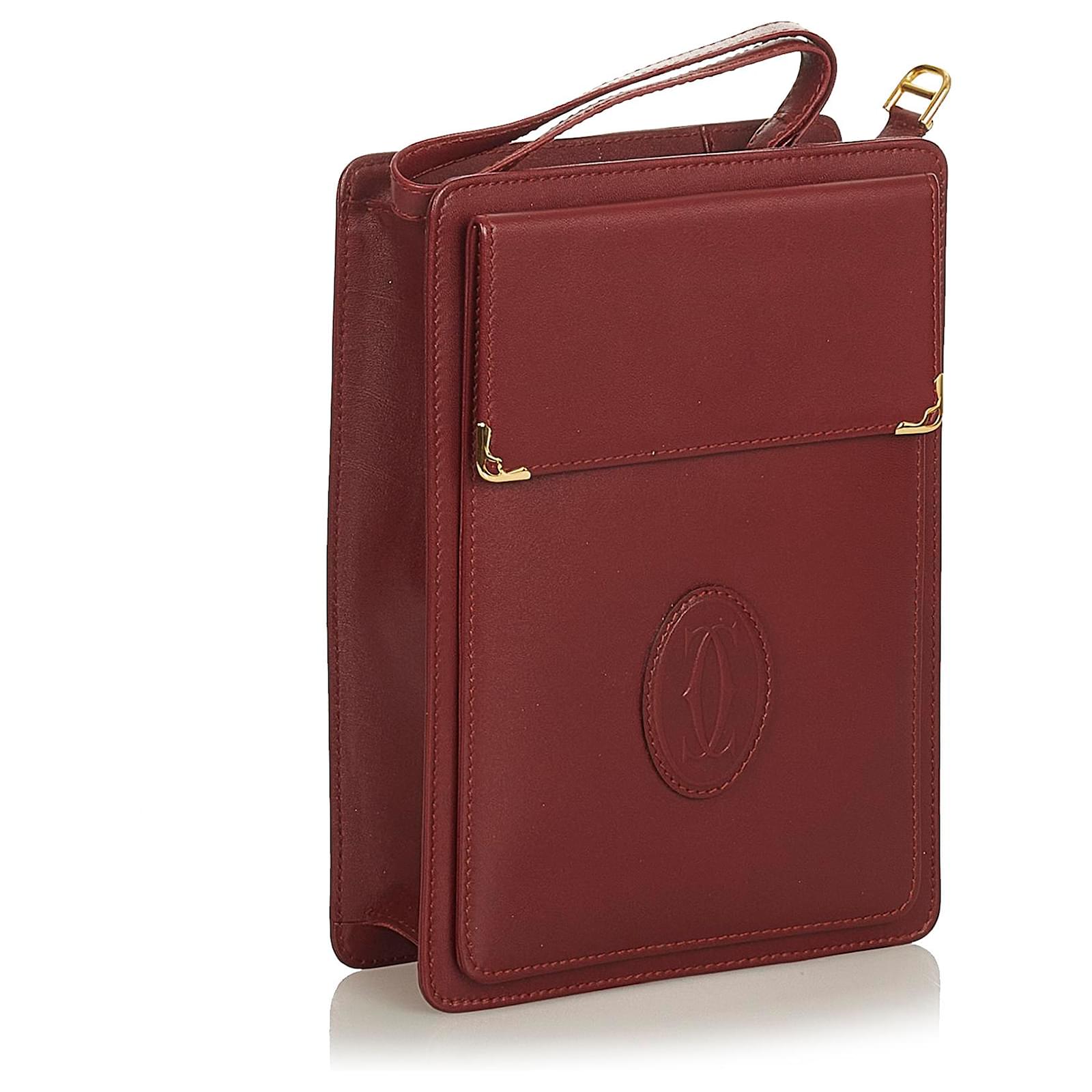 Cartier Red Must de Cartier Leather Clutch Bag Dark red Pony-style ...