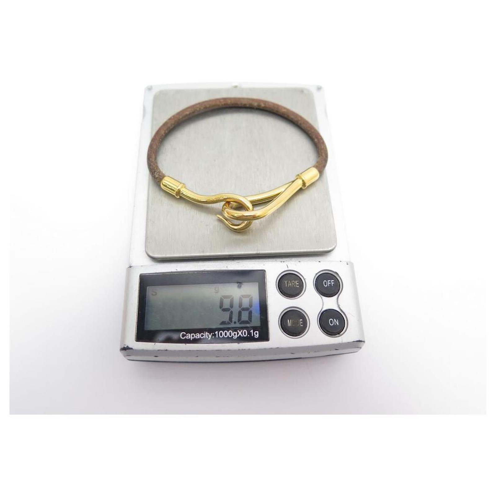 Hermès Hermes Jumbo-Armband 17 CM VERGOLDETES BRAUNBRAUNES LEDERJEWEL ...