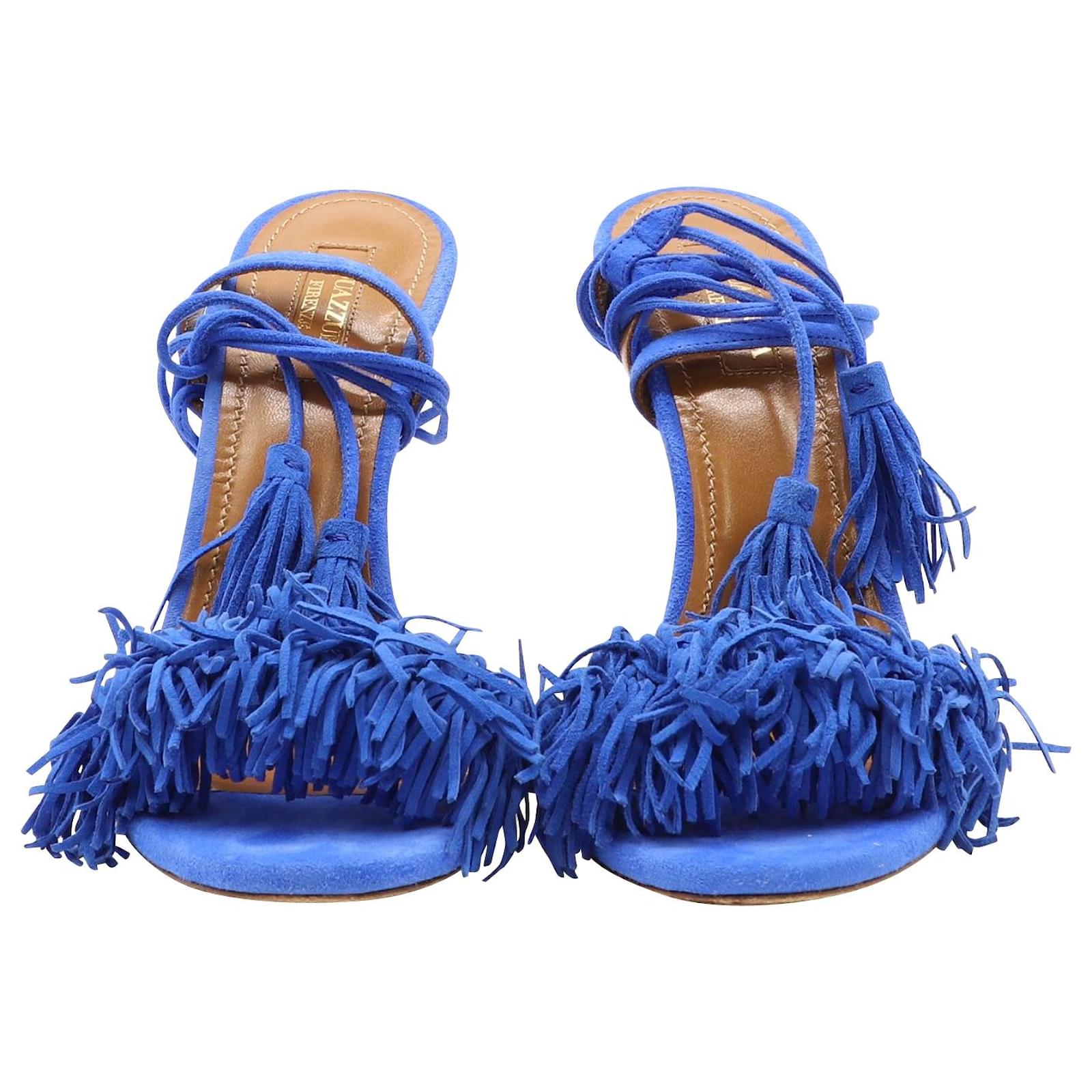 chose sauvage d'aquazzura 105 Sandales Wrap Cheville à Franges en Daim ...