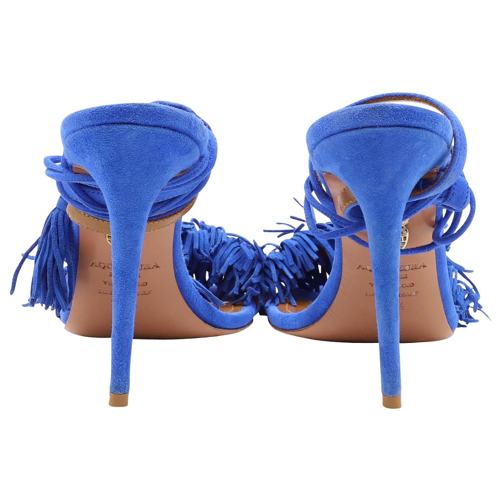 chose sauvage d'aquazzura 105 Sandales Wrap Cheville à Franges en Daim ...