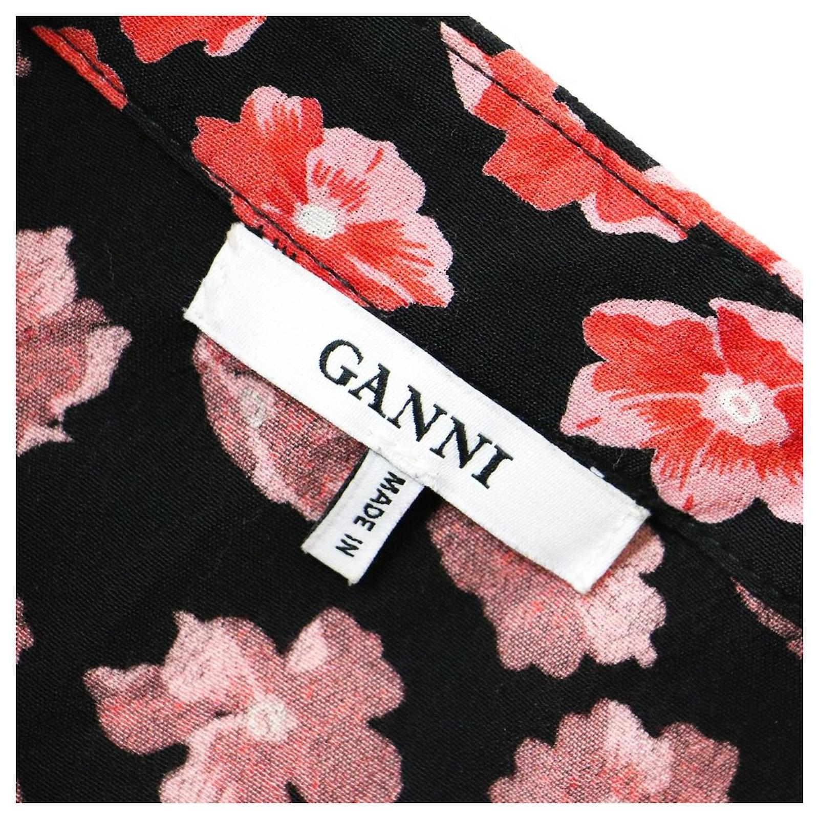 [Used] GANNI One Piece Dress Tops Black Red Black Red 34 (XS) Long Long ...