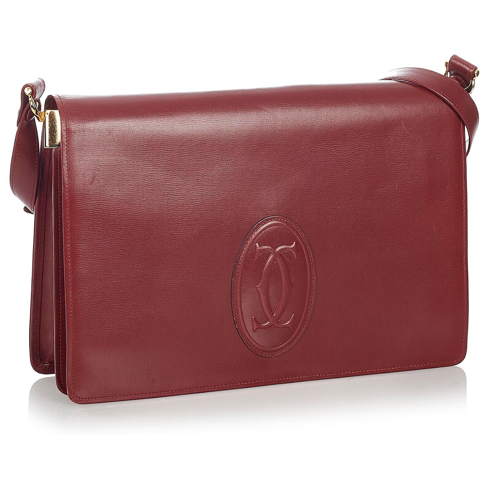 Cartier Red Must de Cartier Leather Shoulder Bag Dark red Pony-style ...