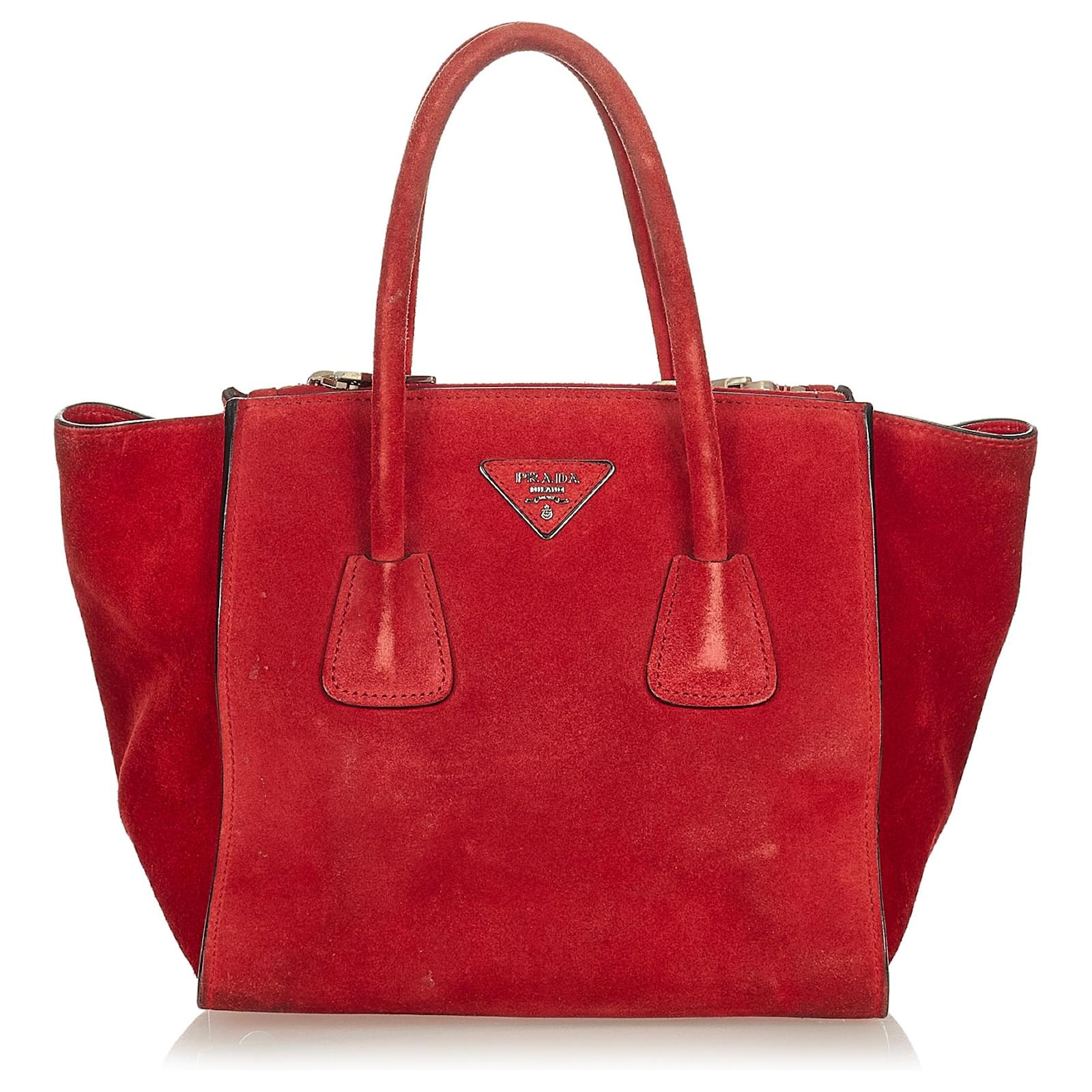 Prada Handtasche aus Wildleder in Rot mit zwei Taschen Schweden ref ...
