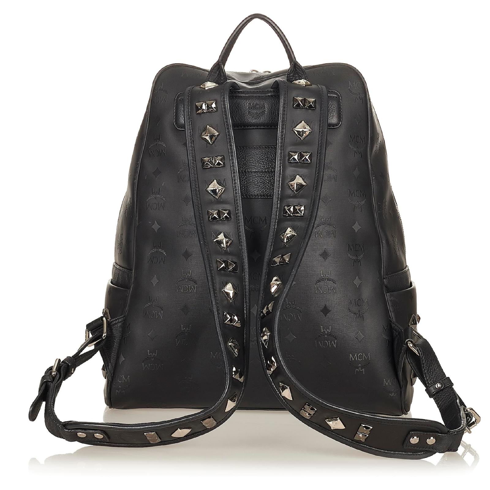 MCM Black Studded Leather Backpack Pony-style calfskin ref.425447 ...