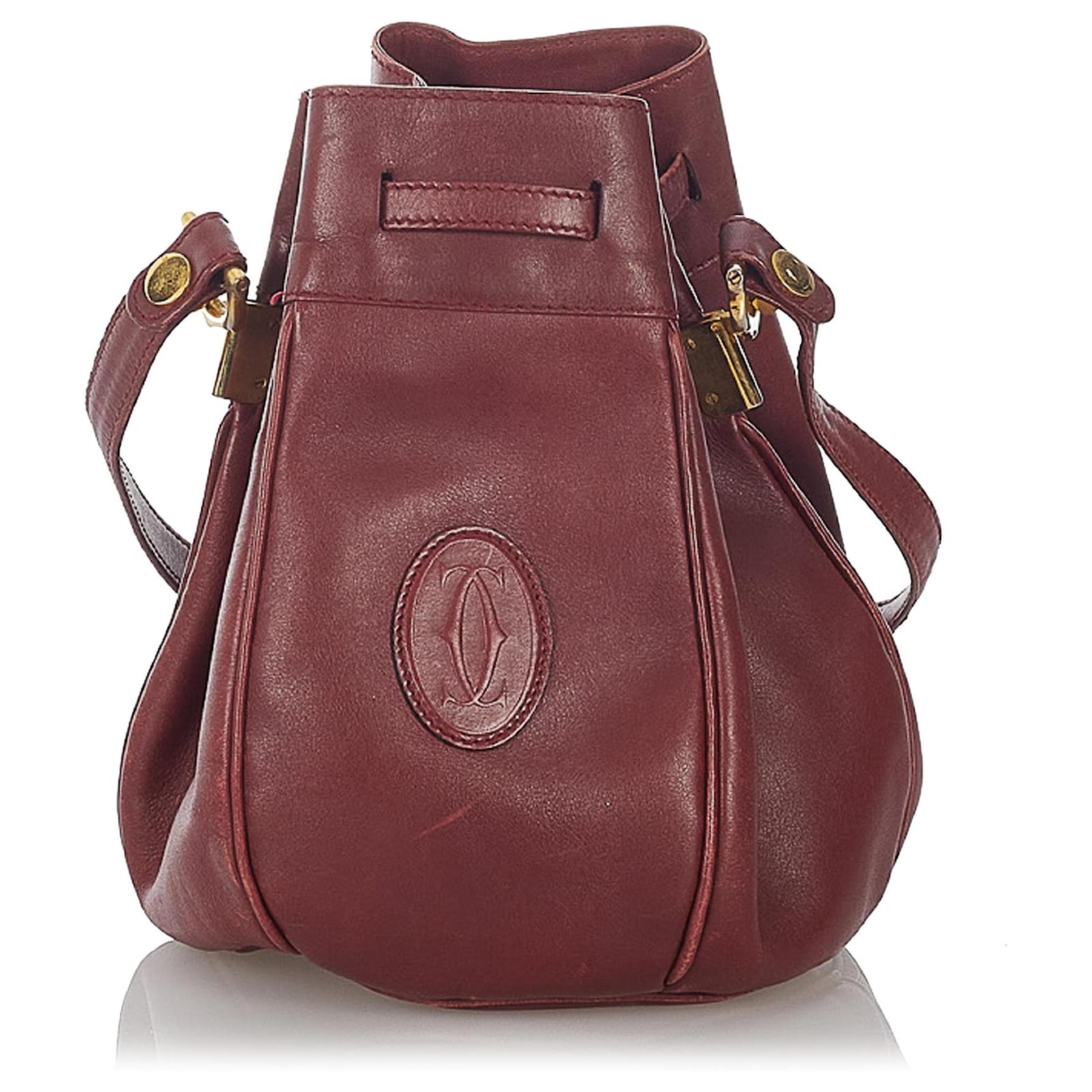 Cartier Red Must de Cartier Leather Bucket Bag Dark red Pony-style ...