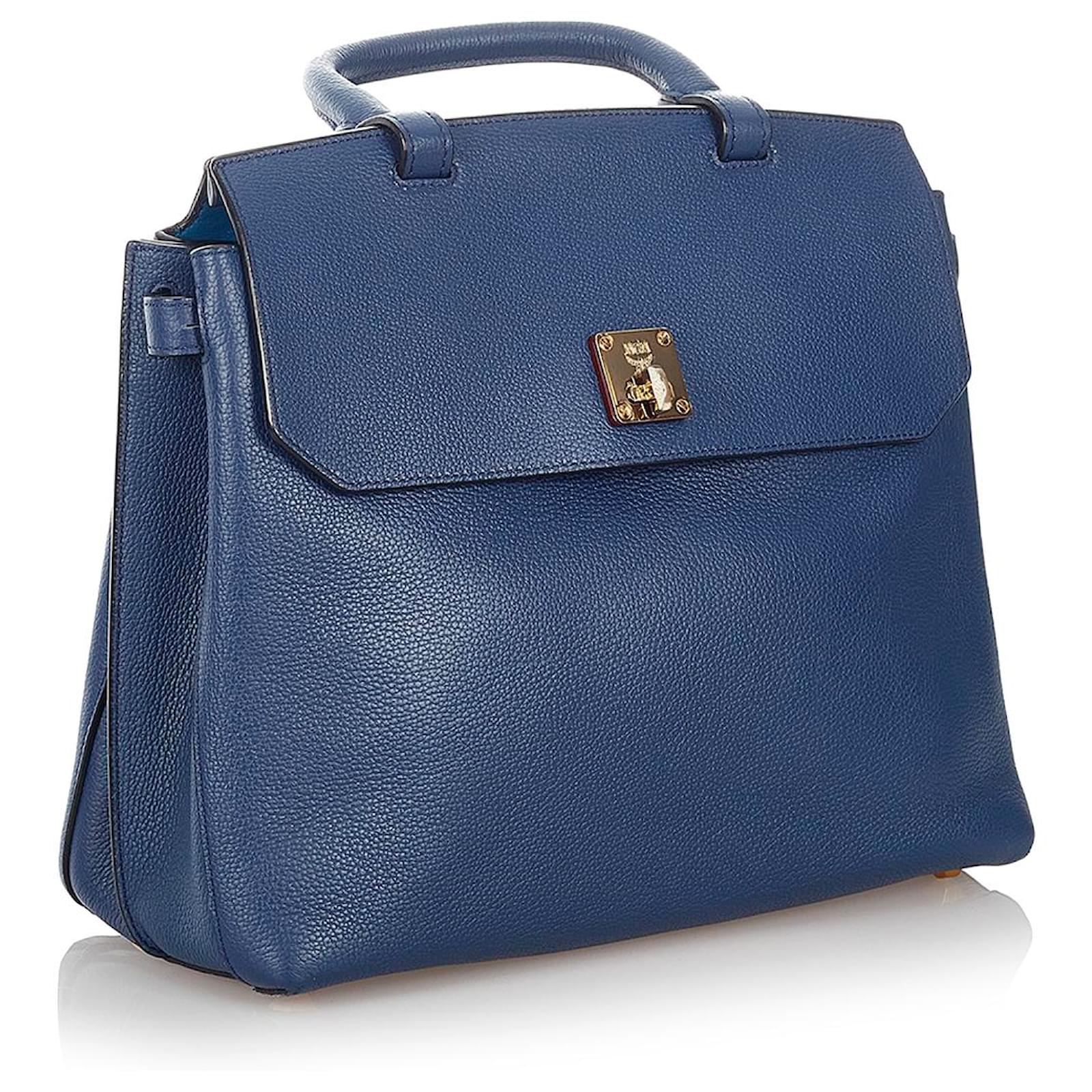 MCM Blue Leather Backpack Navy blue Pony-style calfskin ref.427490 ...