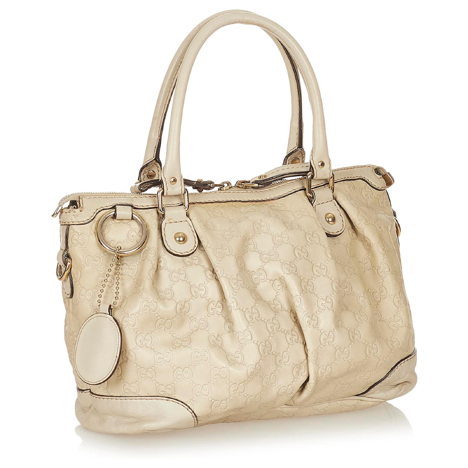 Gucci White Guccissima Sukey Satchel Cream Leather Pony-style calfskin ...