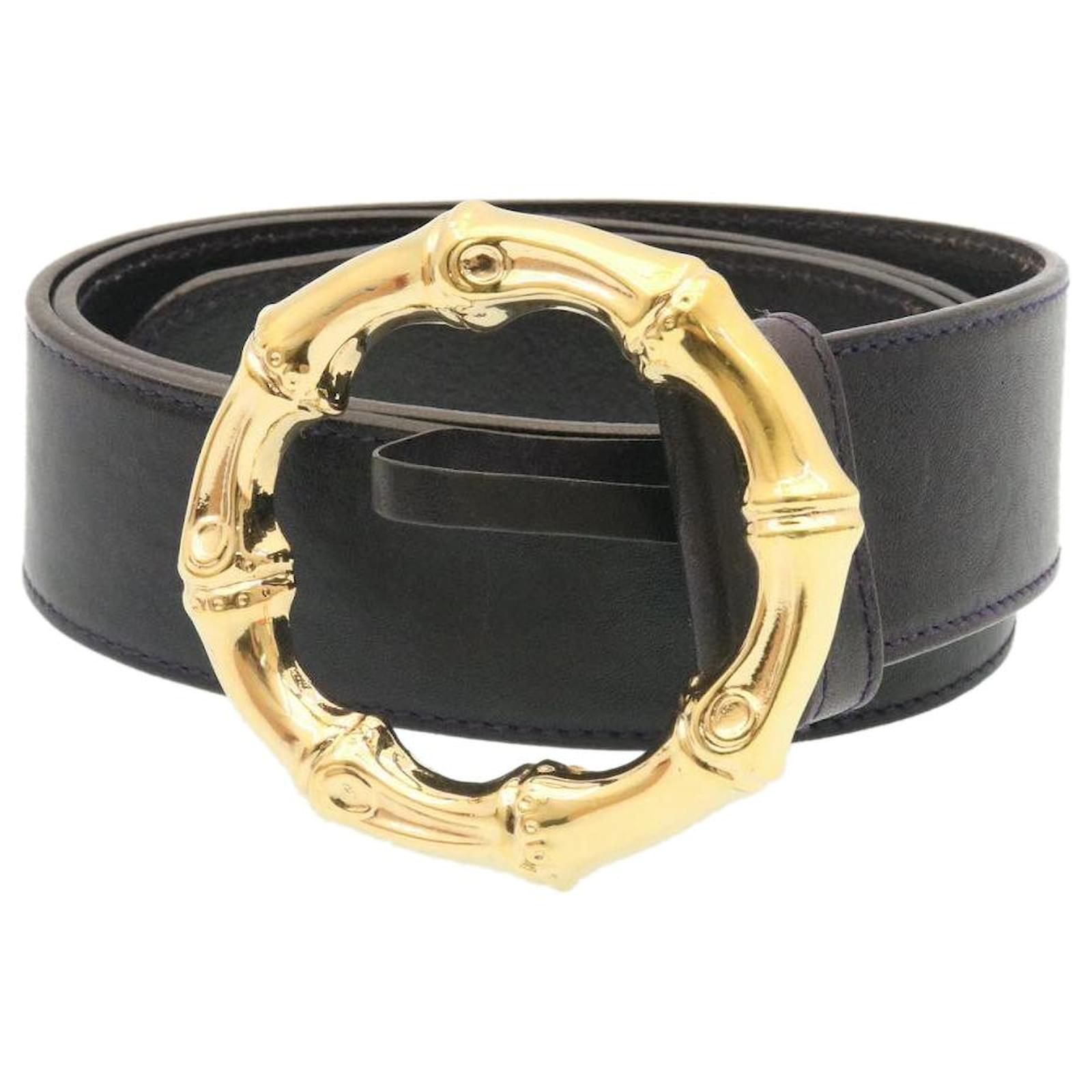 GUCCI Bamboo Belt Leather Purple Gold Tone Auth th1955 ref.430725 ...