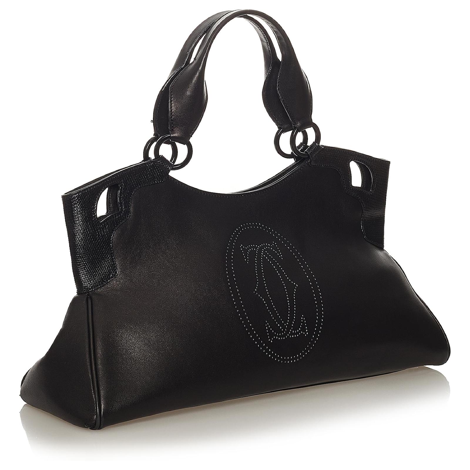 Sac à bandoulière en cuir noir Marcello de Cartier Cartier Veau façon ...