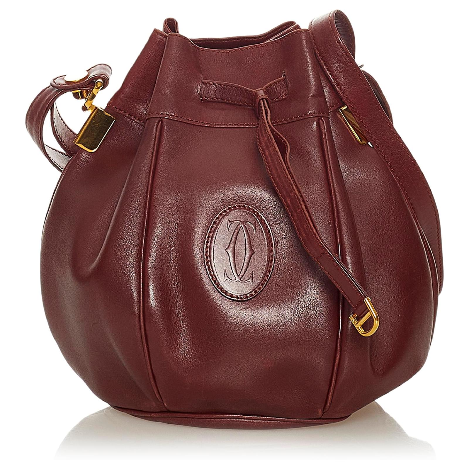 Sac seau en cuir rouge Cartier Must de Cartier Veau façon poulain ...