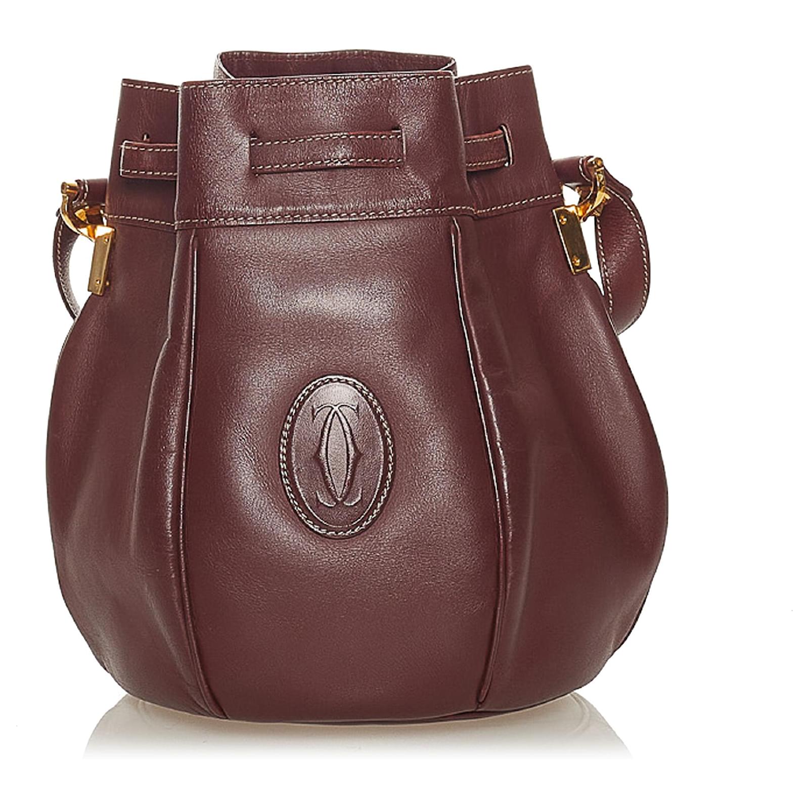 Cartier Red Must de Cartier Leather Bucket Bag Dark red Pony-style ...