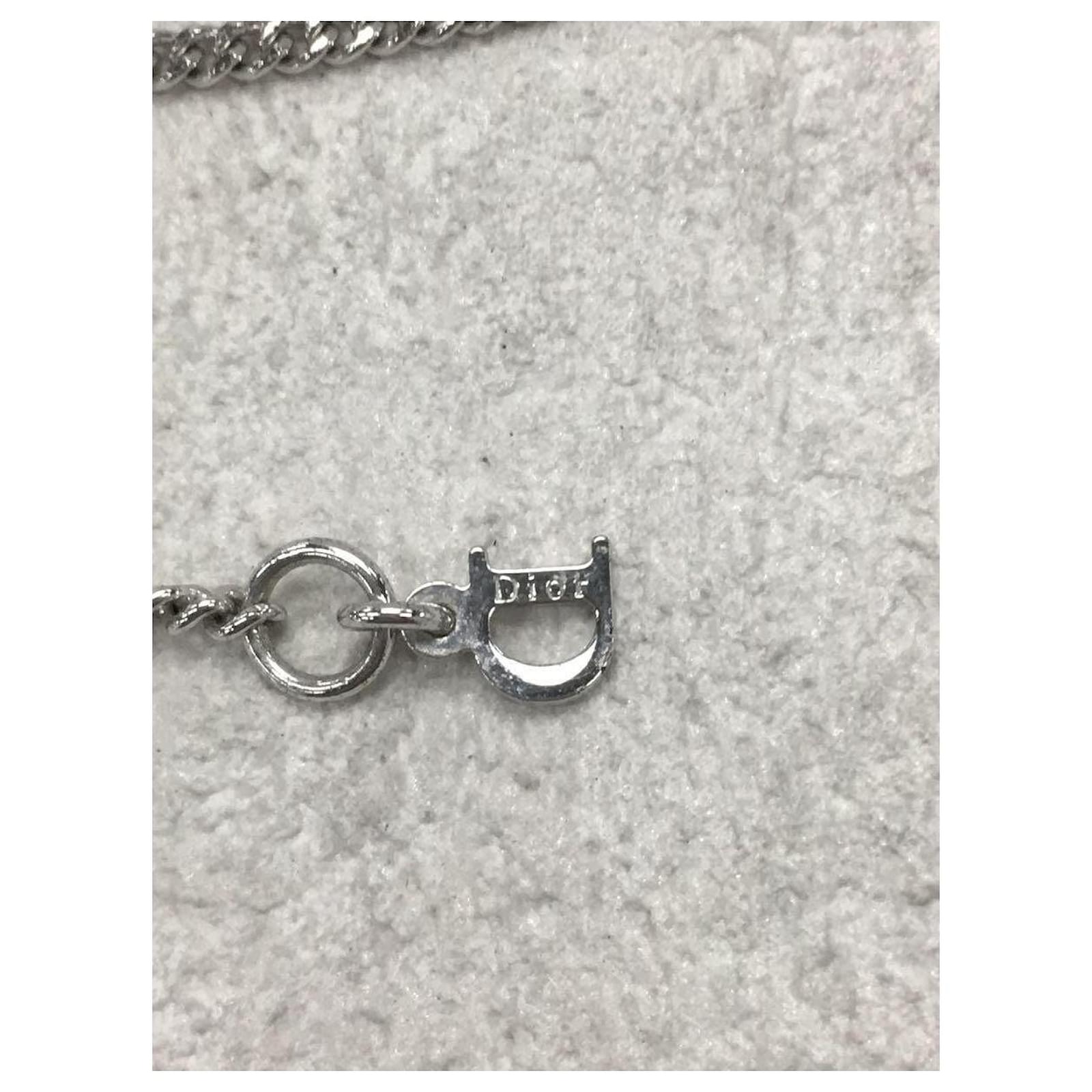 Christian Dior Necklace / SILVER / colored stone / SLV / ribbon Silvery ...