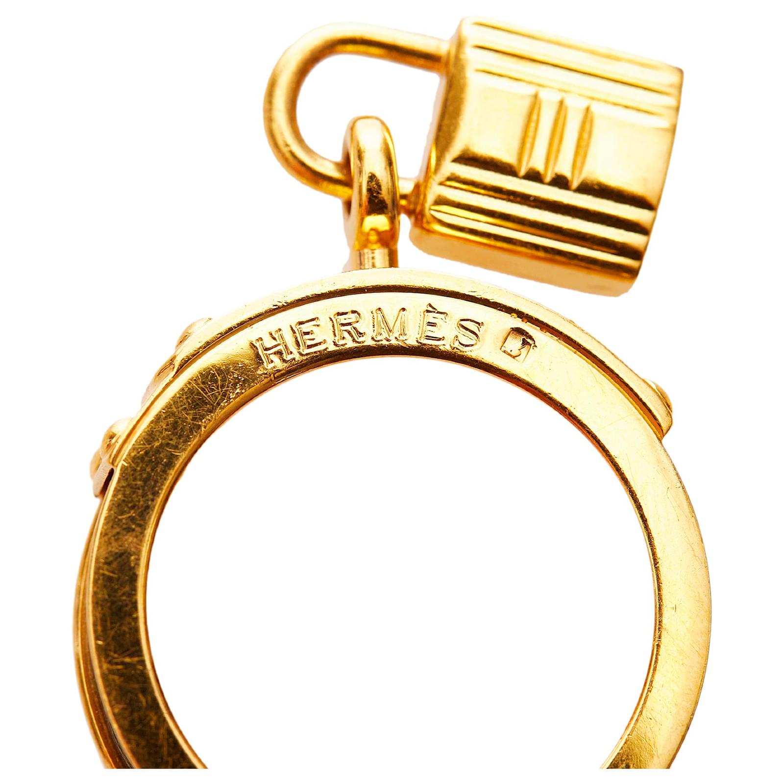 Ring Hermès Hermes Gold Loop Charms Bague écharpe Cadenas Métal Doré ...