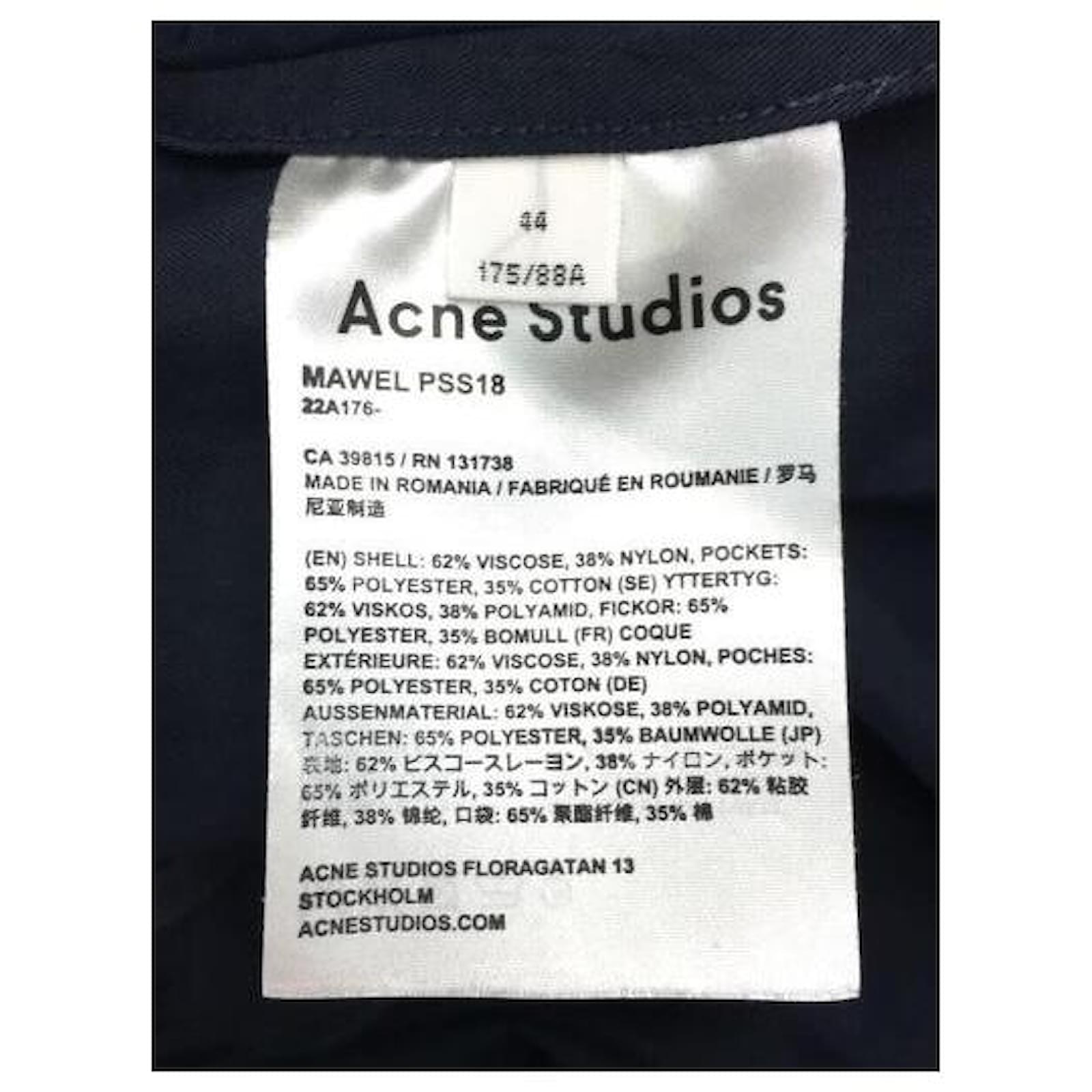 Acne Men Coats Outerwear Navy blue Polyester ref.446647 - Joli Closet