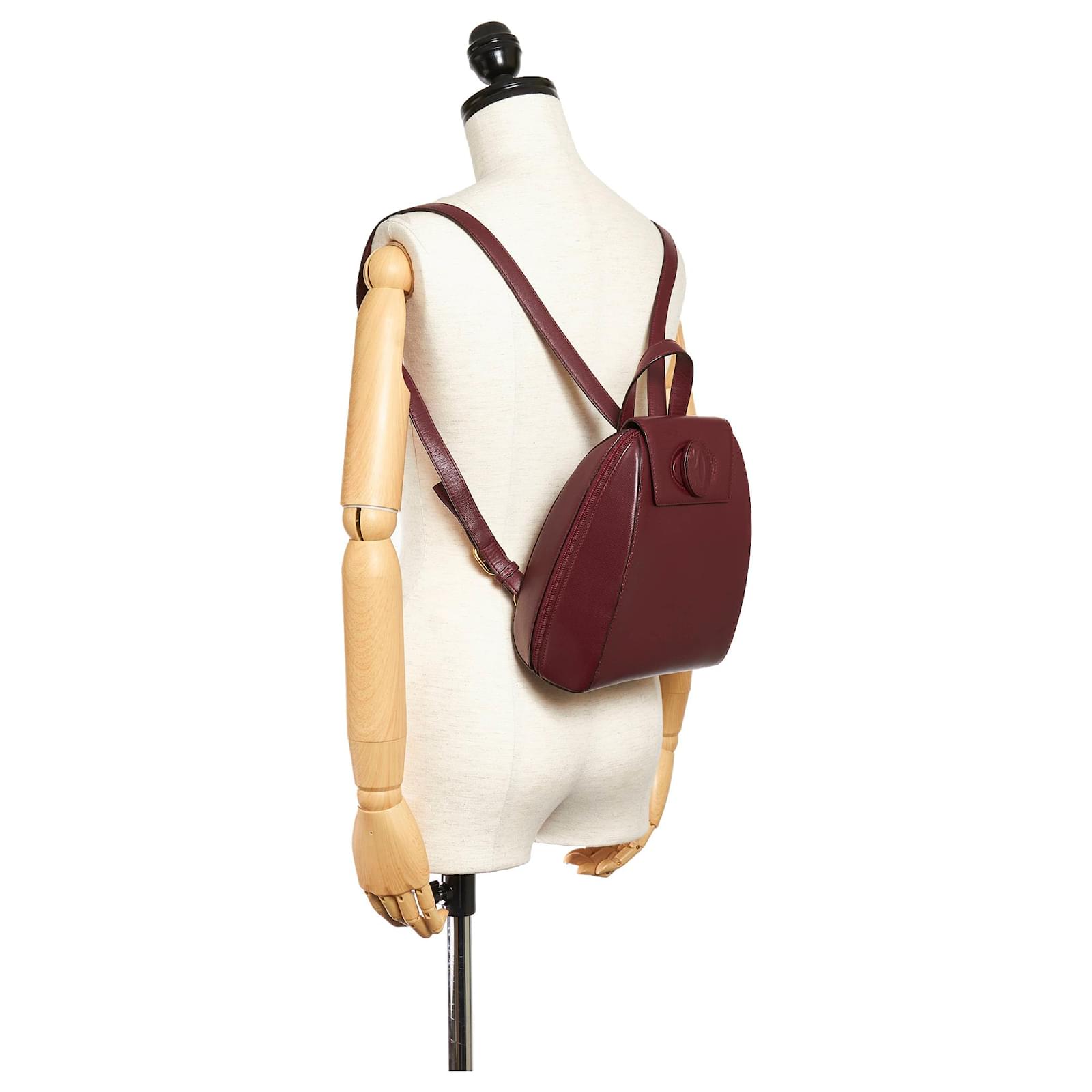 Cartier Red Must de Cartier Leather Backpack Dark red Pony-style ...