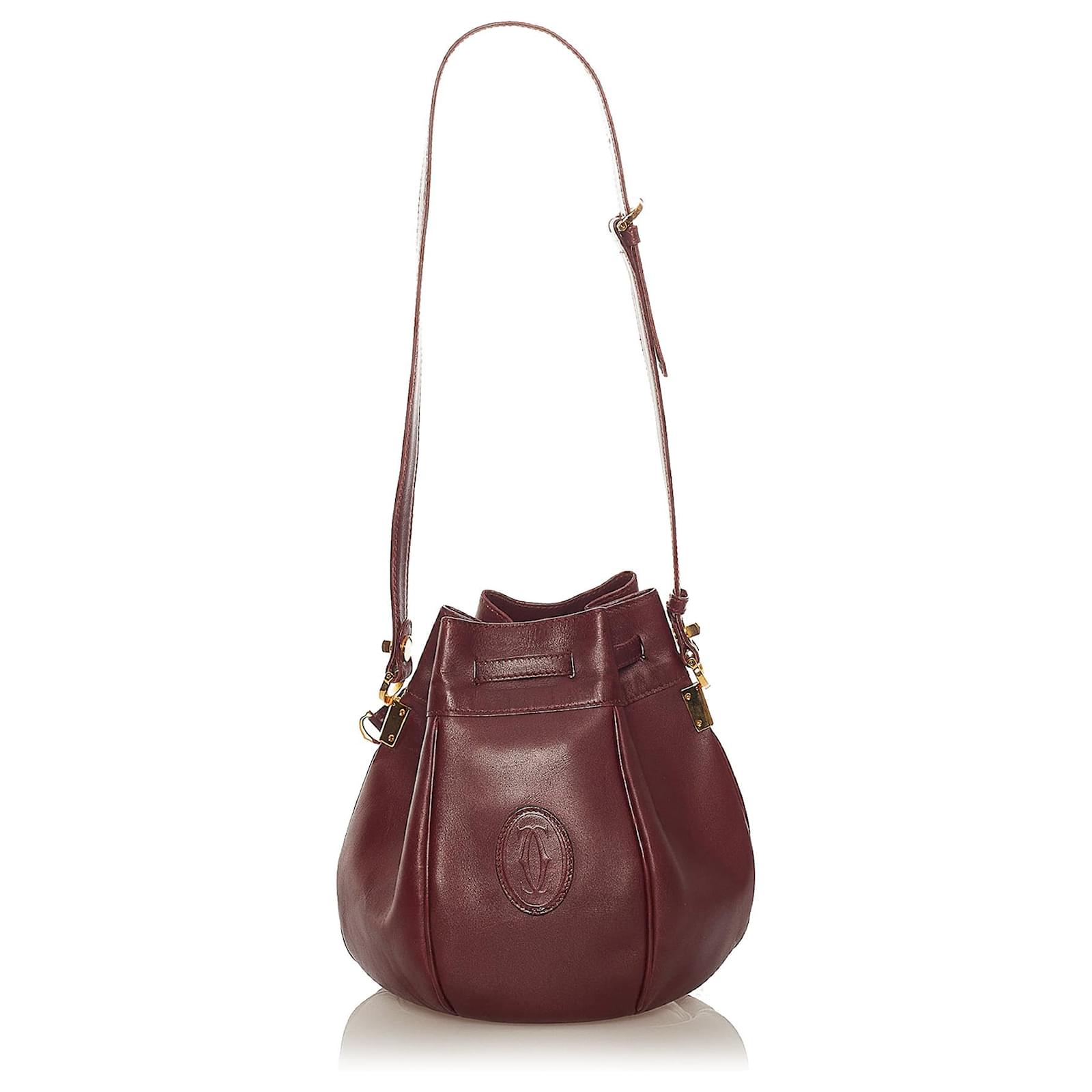 Cartier Red Must de Cartier Leather Bucket Bag Dark red Pony-style ...
