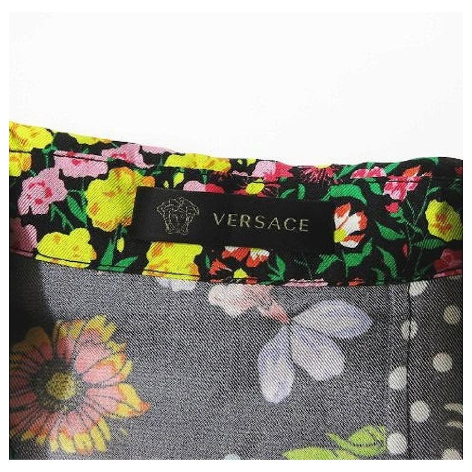 [Used] Versace Versace VERSACE Floral Shirt Flower Pattern Silk Open ...