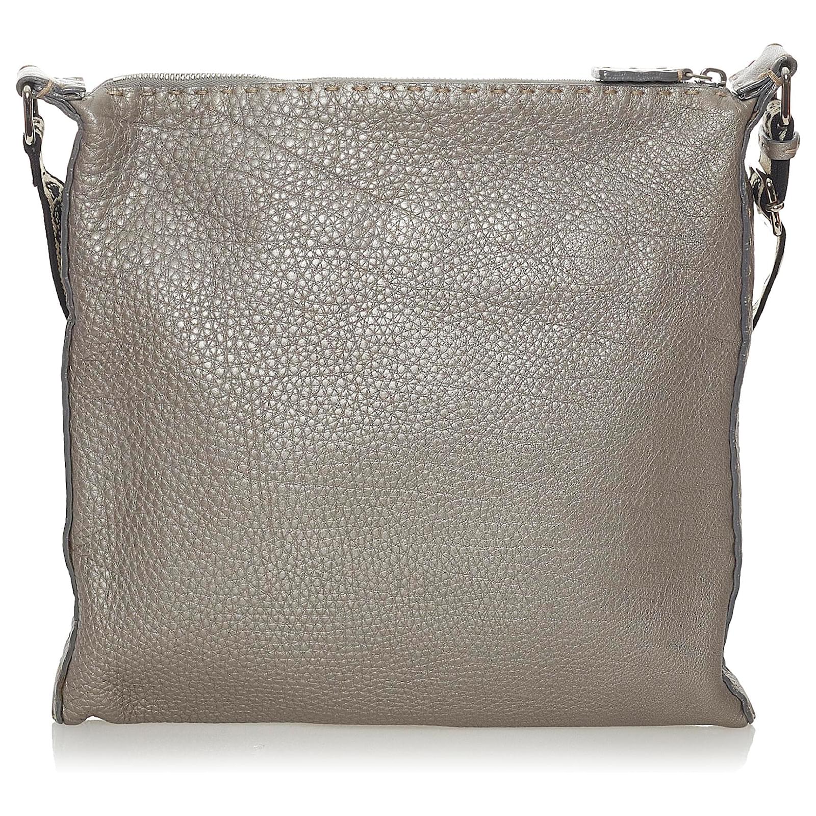 Fendi Gray Selleria Leather Crossbody Bag Grey Pony-style calfskin ref ...
