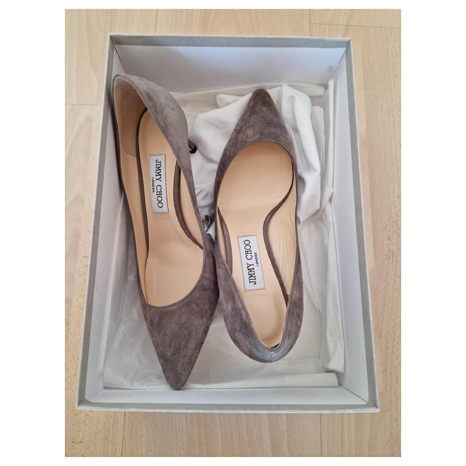 Jimmy Choo Romy 60 Dark grey Suede ref.454887 - Joli Closet