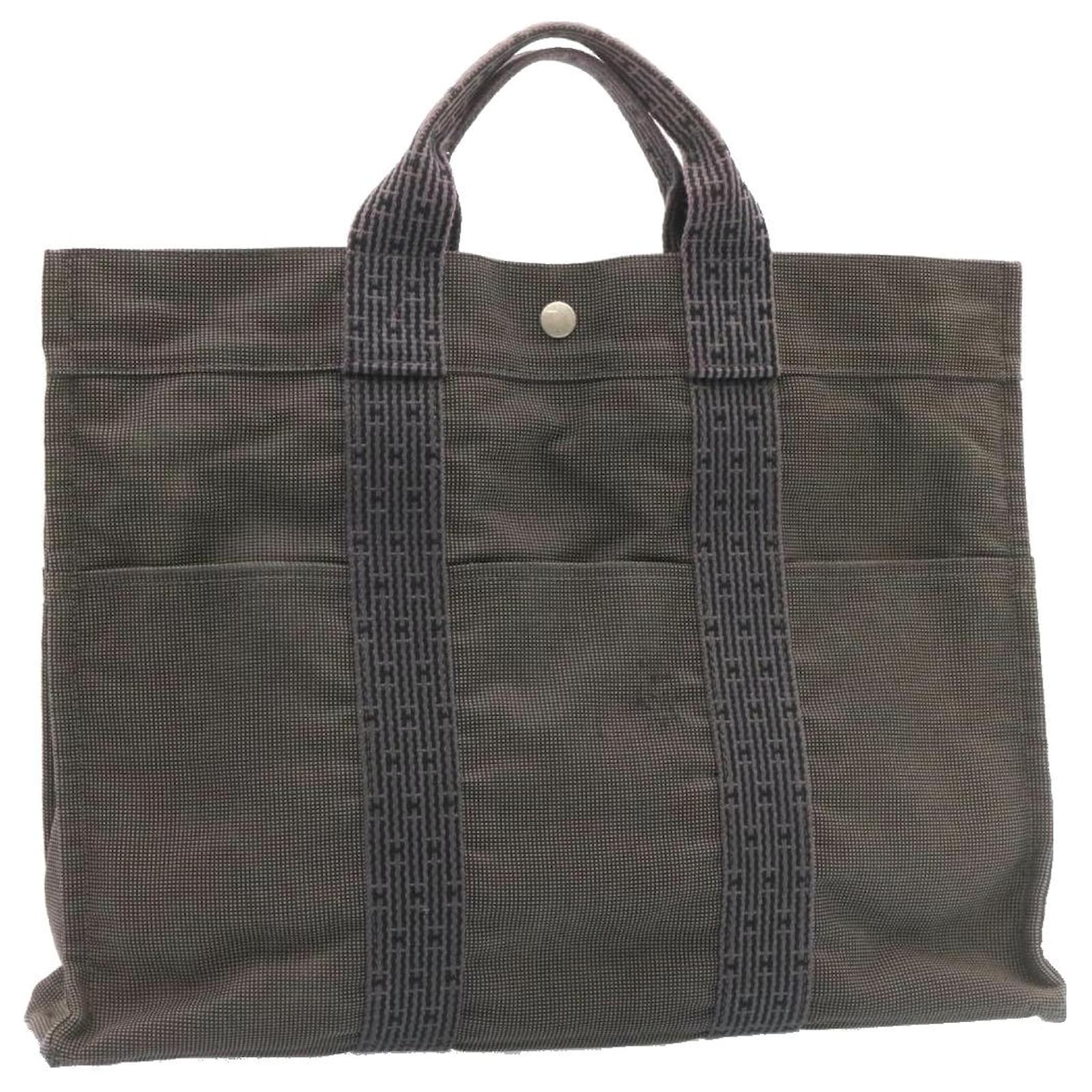 Hermès HERMES Her Line Tote MM Sac à main Polyamide Canvas Gris Auth ...