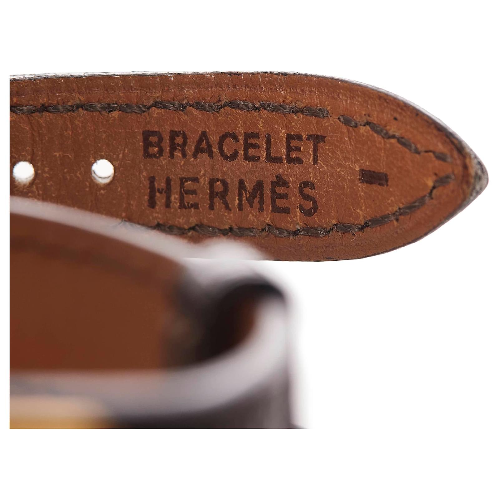 Bracelet de montre Hermès noir Kelly Cuir Métal Veau façon poulain Doré ...
