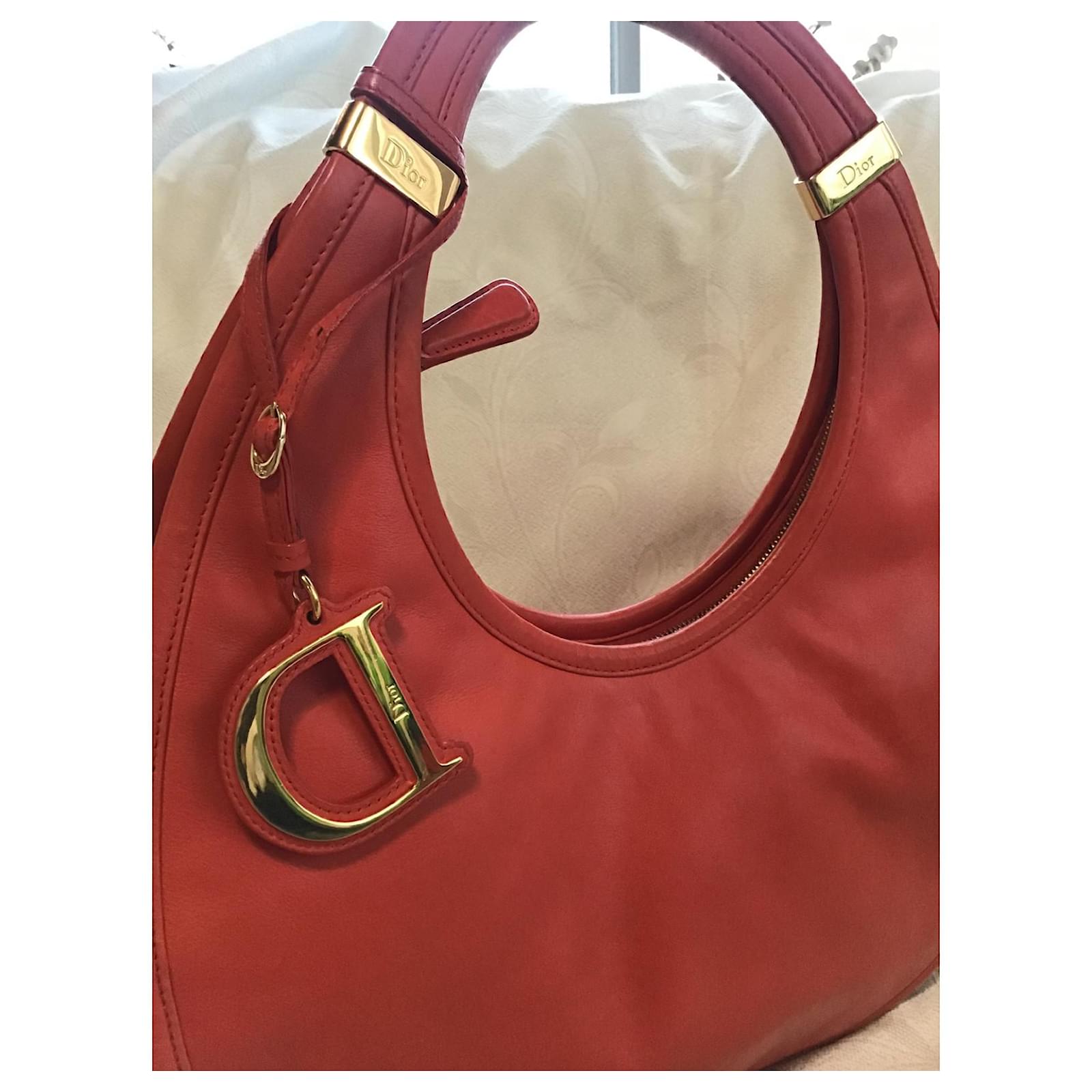 Christian Dior Bright Red Moon Bag Leather ref.466136 - Joli Closet