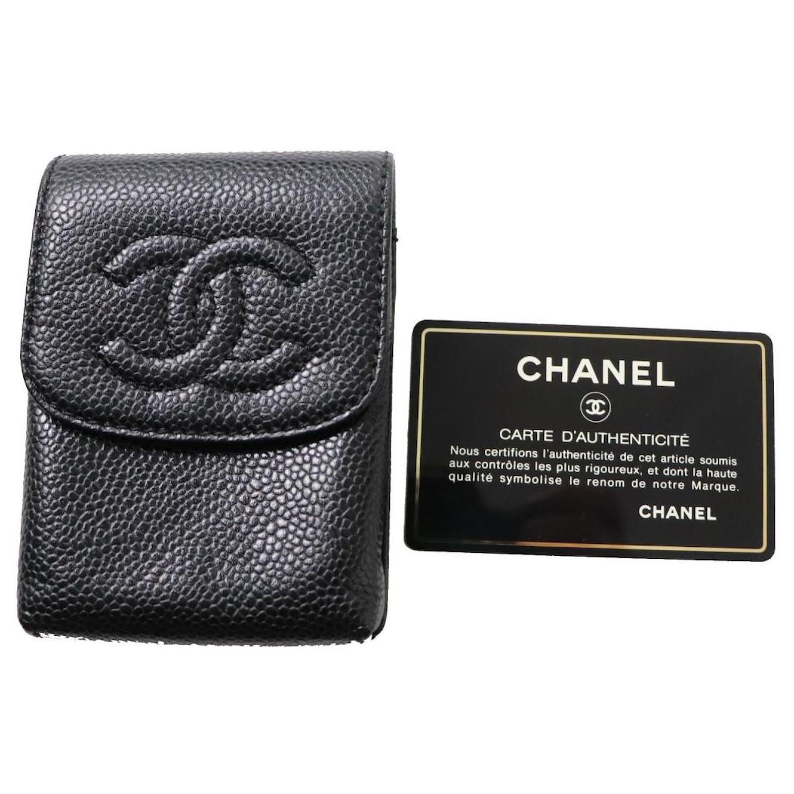 CHANEL Caviar Skin Coco Mark étui à cigarettes étui à cigarettes noir ...