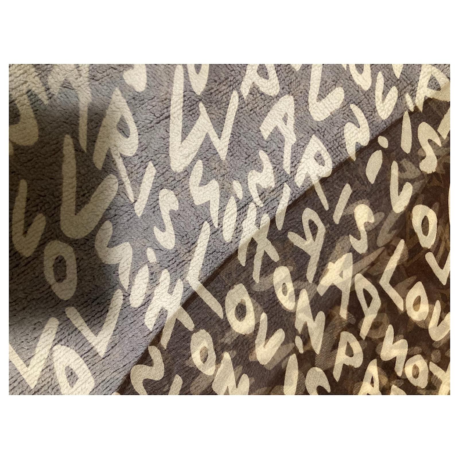Sublime foulard en soie graffiti Louis Vuitton Stephen Prouse Marron ...