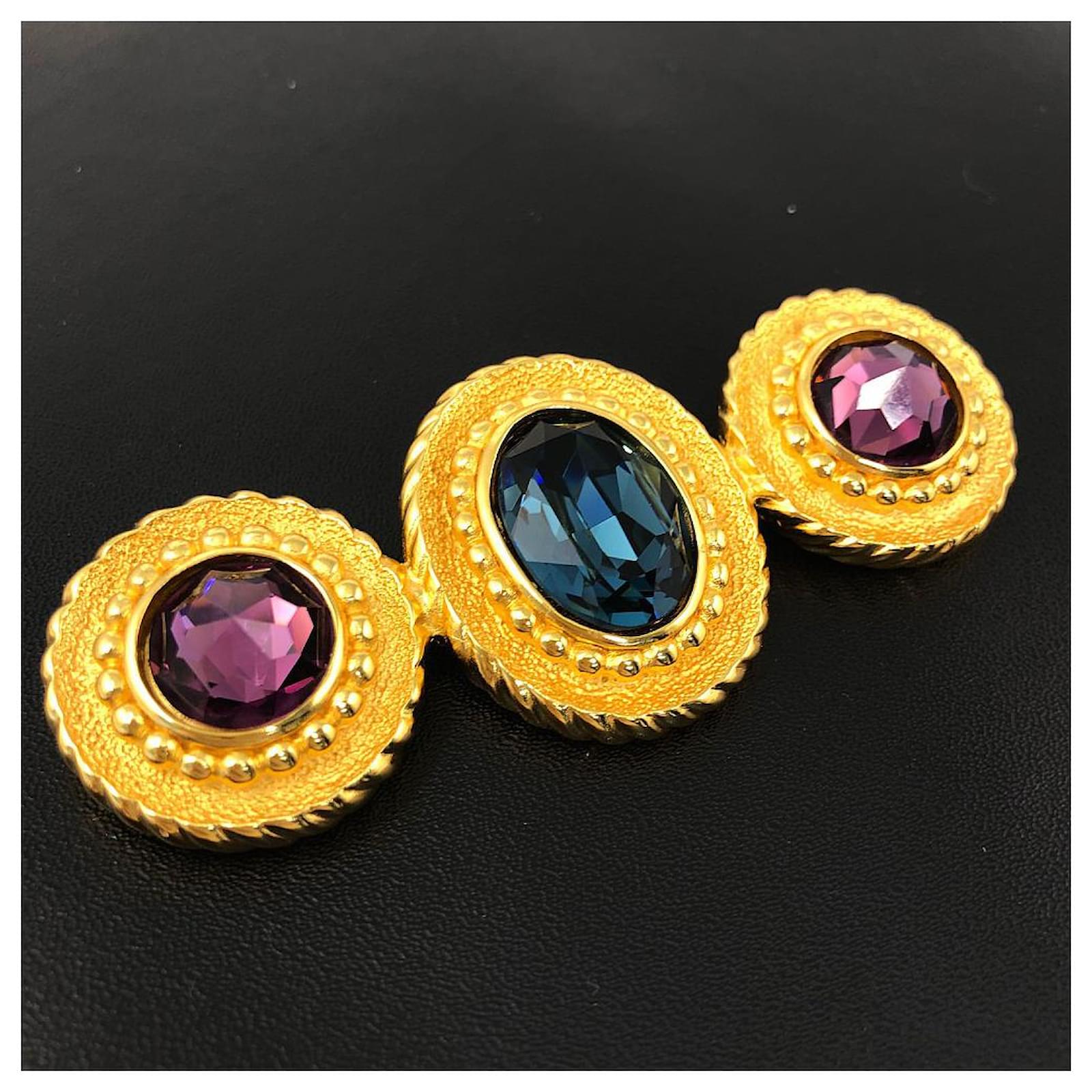 [Used] Christian Dior Color Stone Bijou Oval Vintage Brooch / Pin Tuck ...
