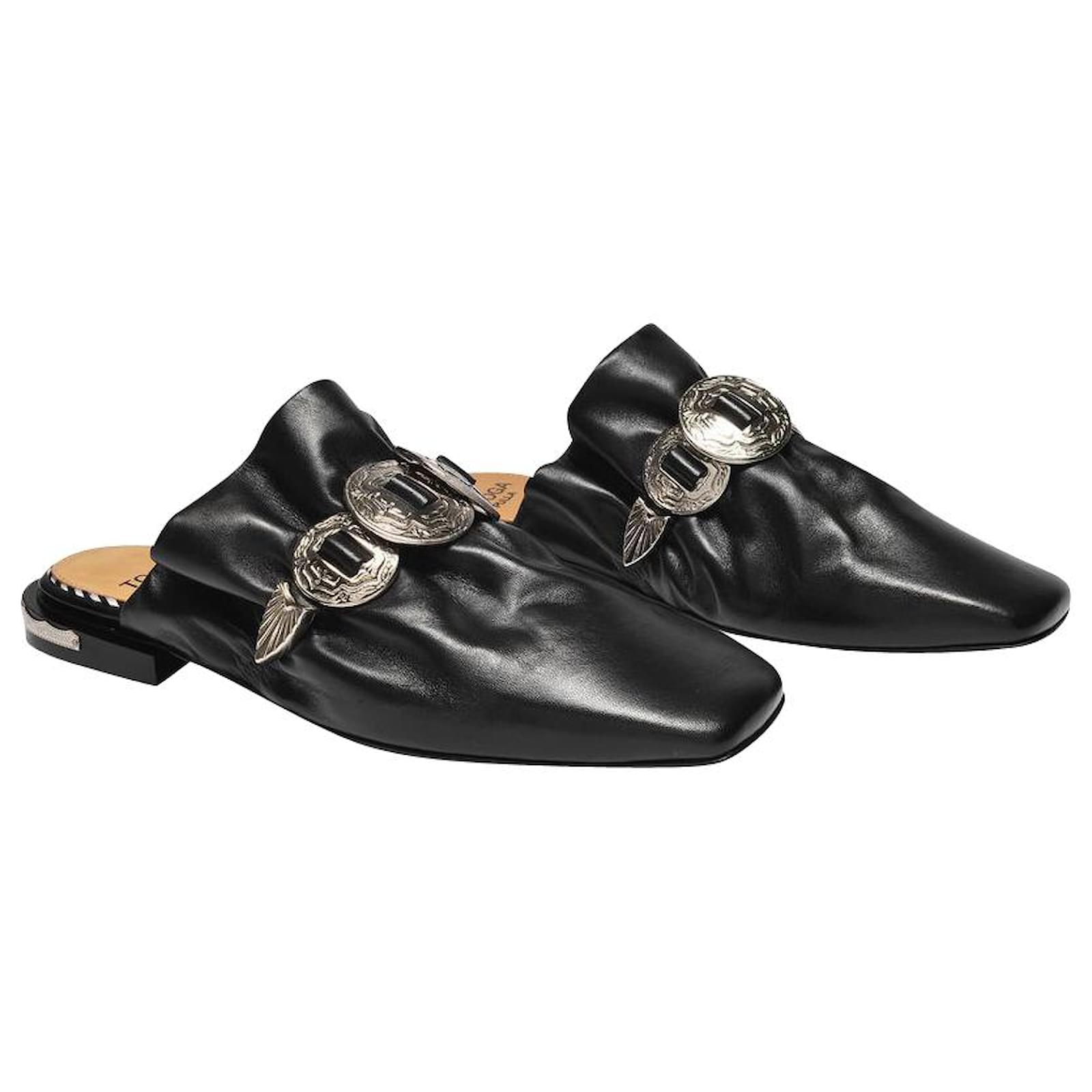 Toga Pulla Slides in Black Leather ref.475399 - Joli Closet