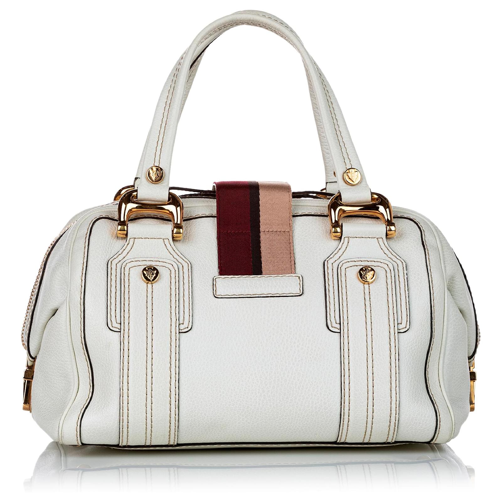 Gucci White Aviatrix Leather Boston Bag Multiple colors Pony-style ...