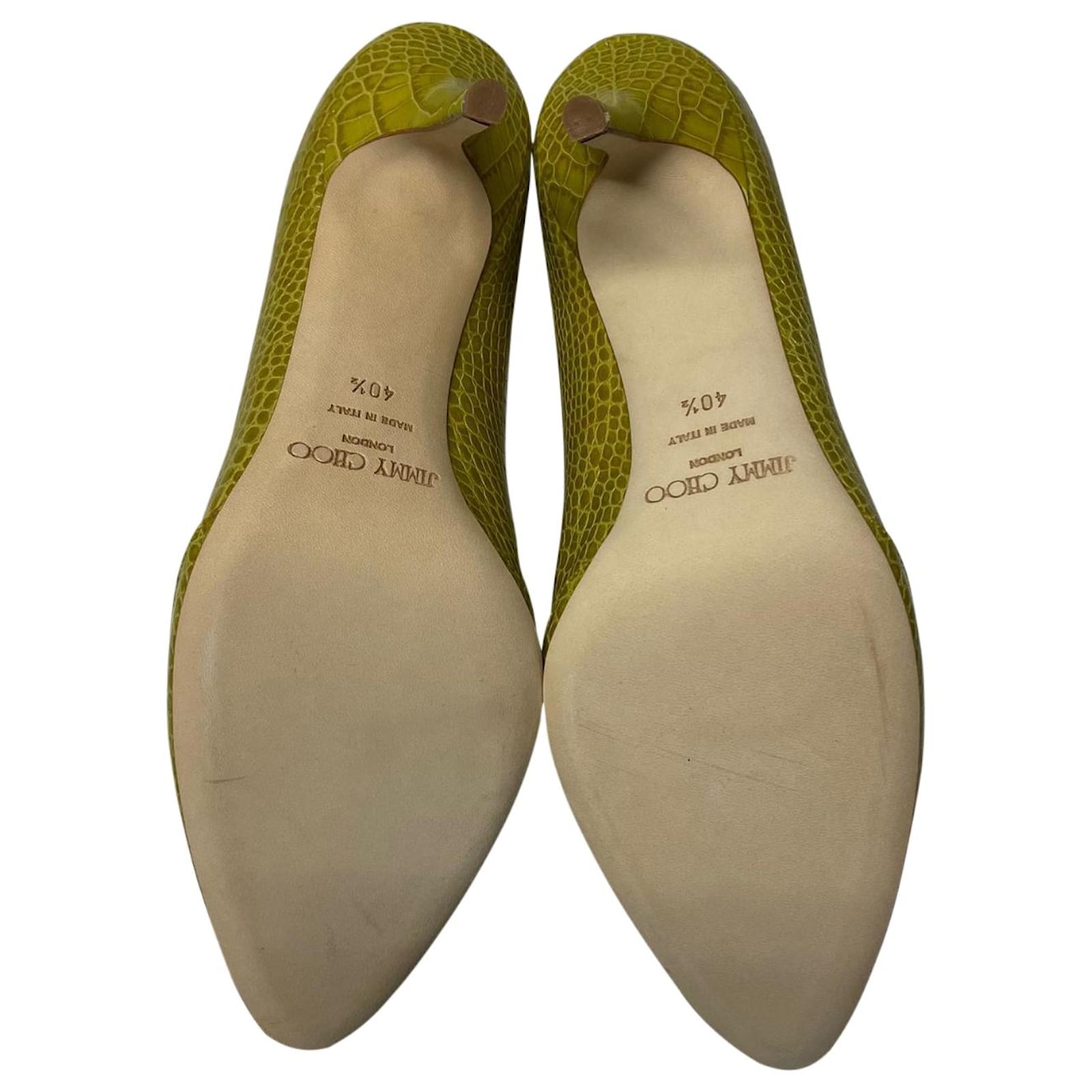 Jimmy Choo Escarpins Croc-Embossed en Cuir Lime Vert ref.477681 - Joli ...