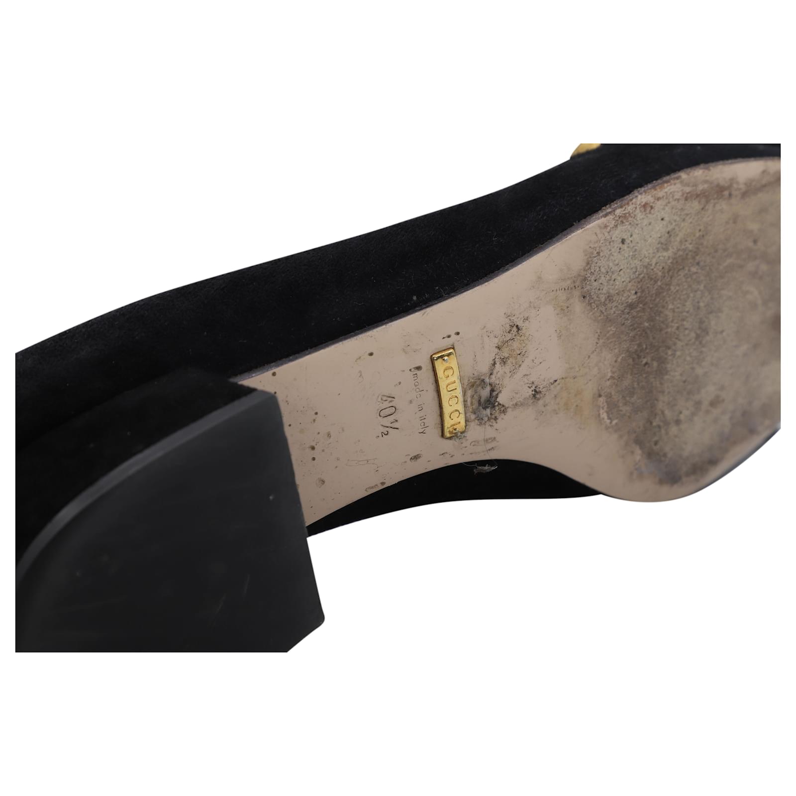 Gucci Mocassins à Talons Marmont en Daim Noir Suede ref.477790 - Joli ...