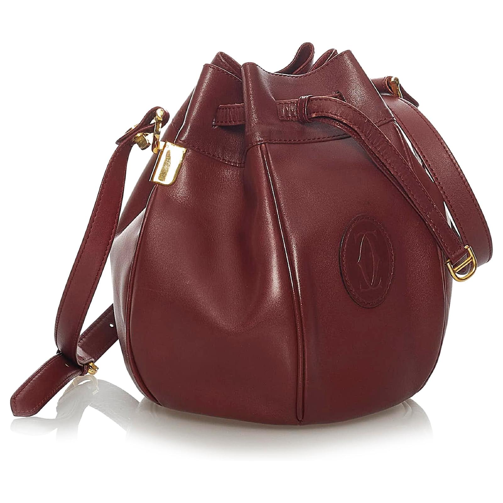 Cartier Red Must de Cartier Leather Bucket Bag Dark red Pony-style ...