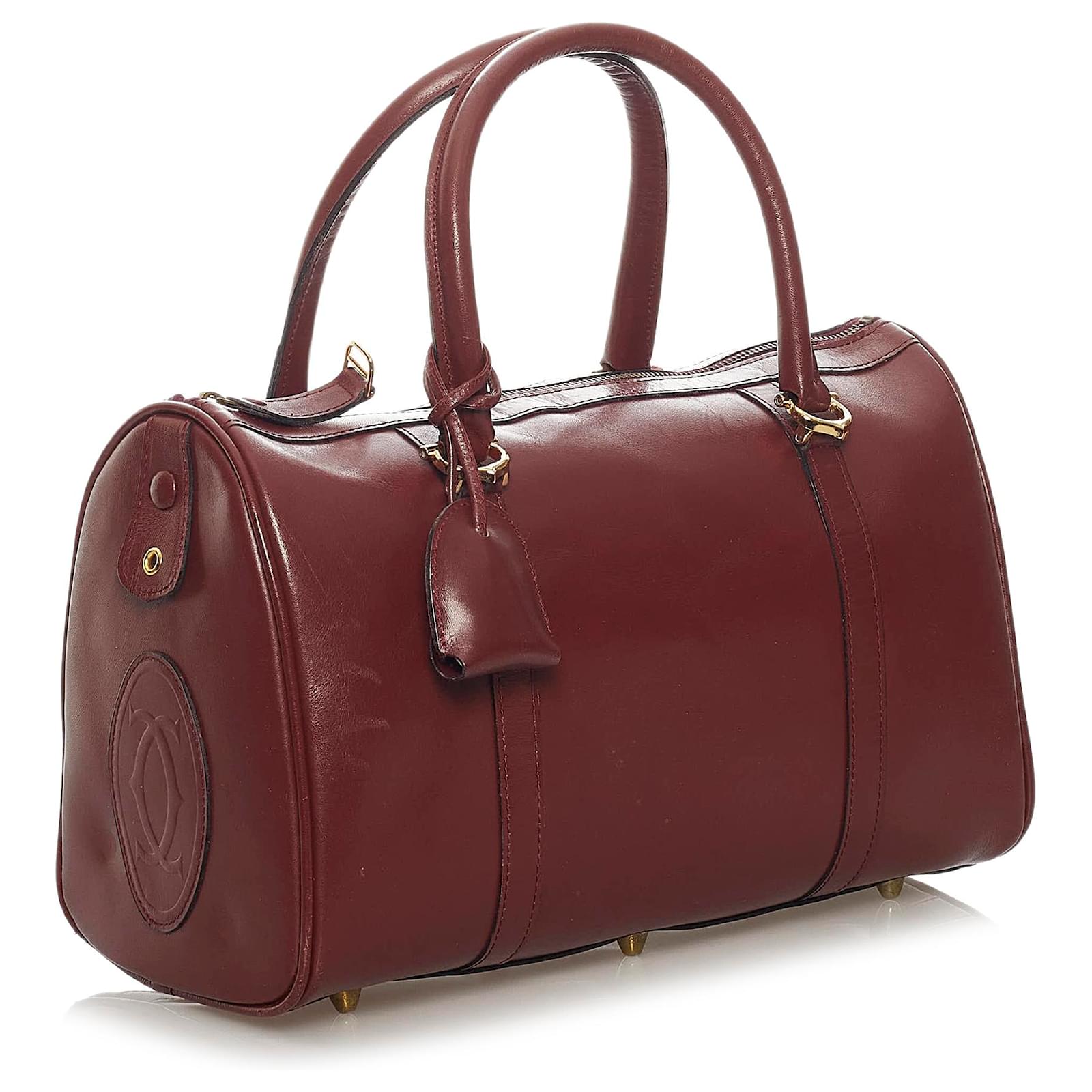 Cartier Red Must De Cartier Leather Boston Bag Dark red Pony-style ...