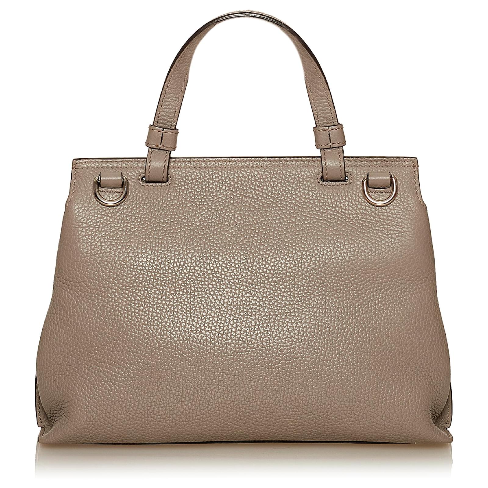 Gucci Gray Bamboo Daily Leather Satchel Grey Pony-style calfskin ref ...