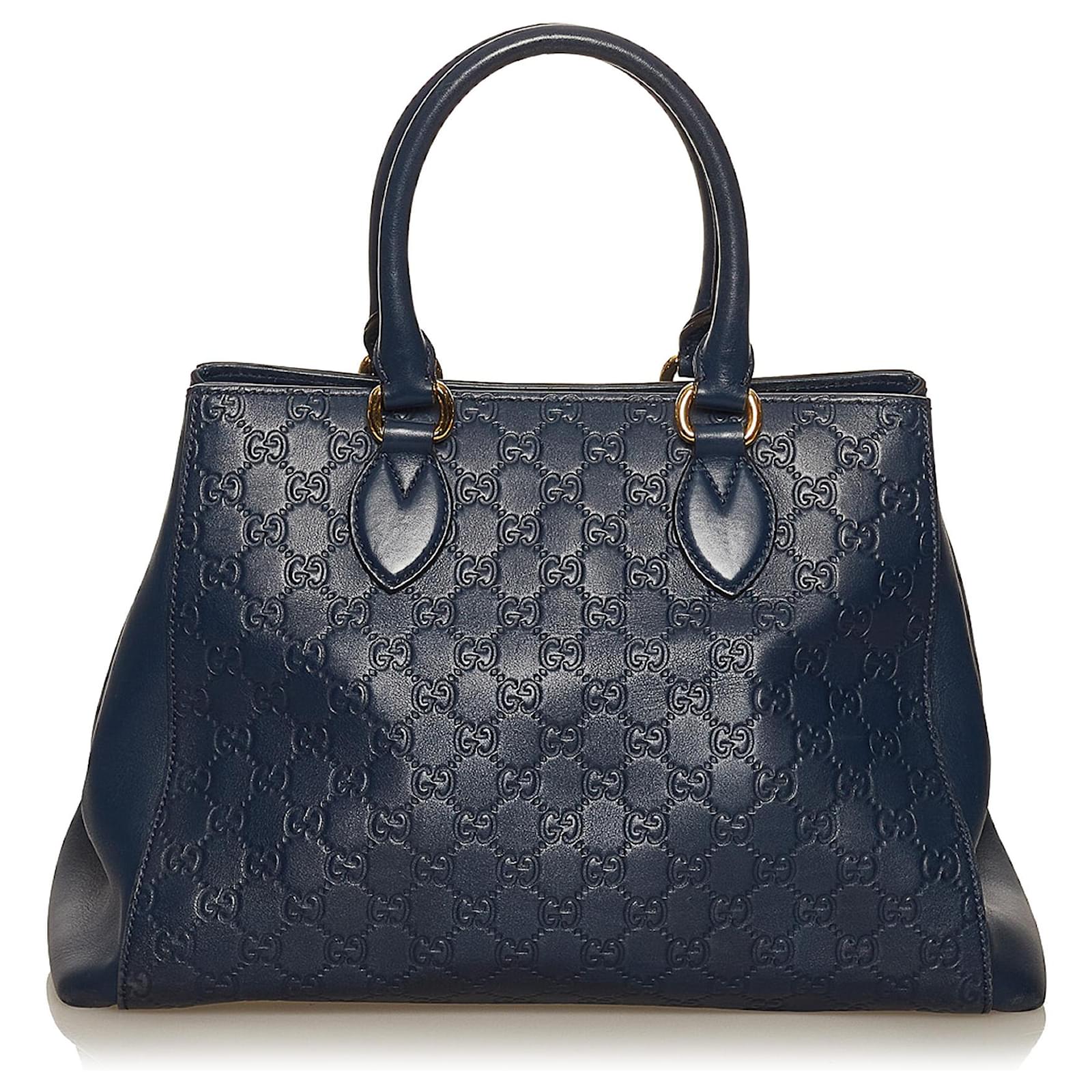 Gucci Blue Guccissima Handbag Dark blue Leather Pony-style calfskin ref ...