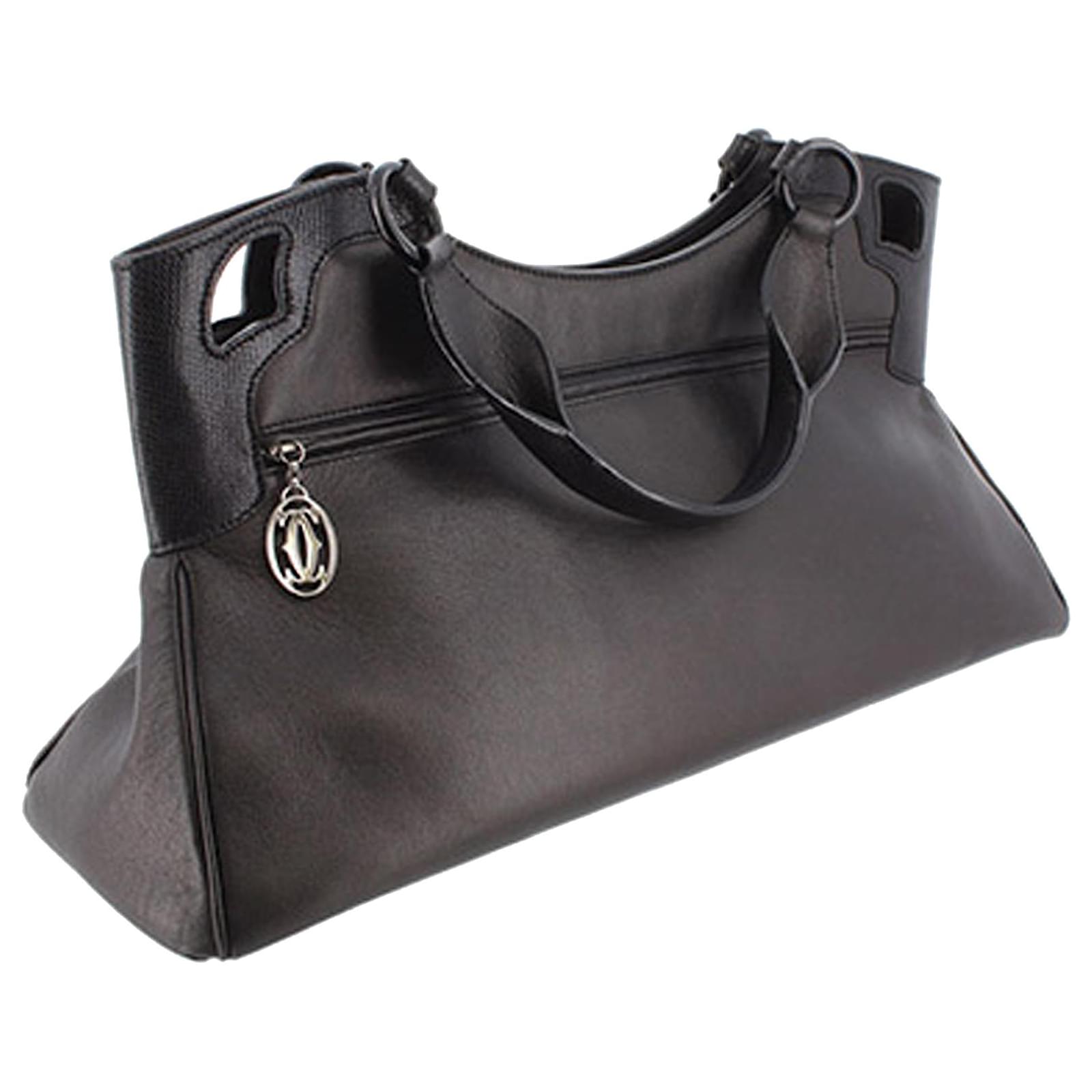 Cartier Sac à main en cuir noir Marcello de Cartier Veau façon poulain ...