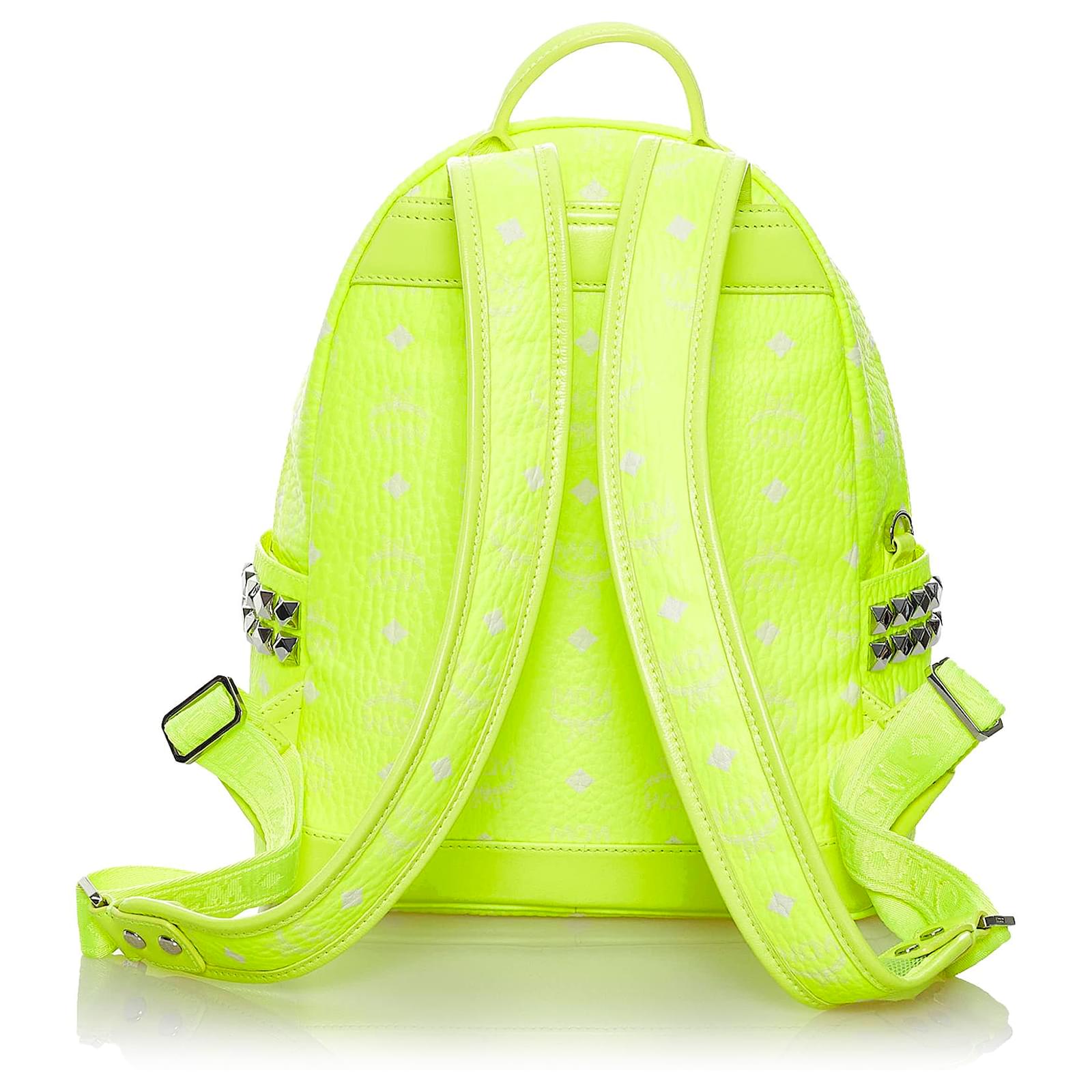 MCM Yellow Visetos Stark Side Stud Leather Backpack Pony-style calfskin ...