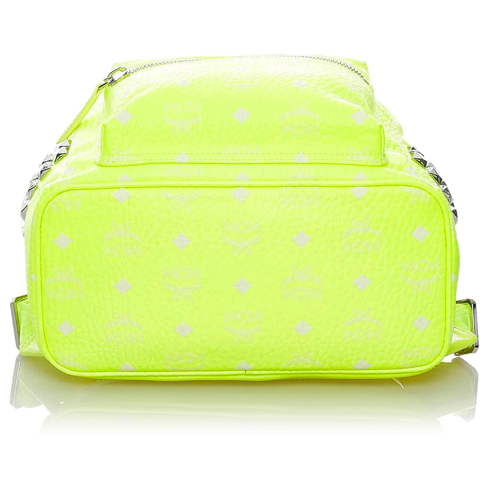 MCM Yellow Visetos Stark Side Stud Leather Backpack Pony-style calfskin ...