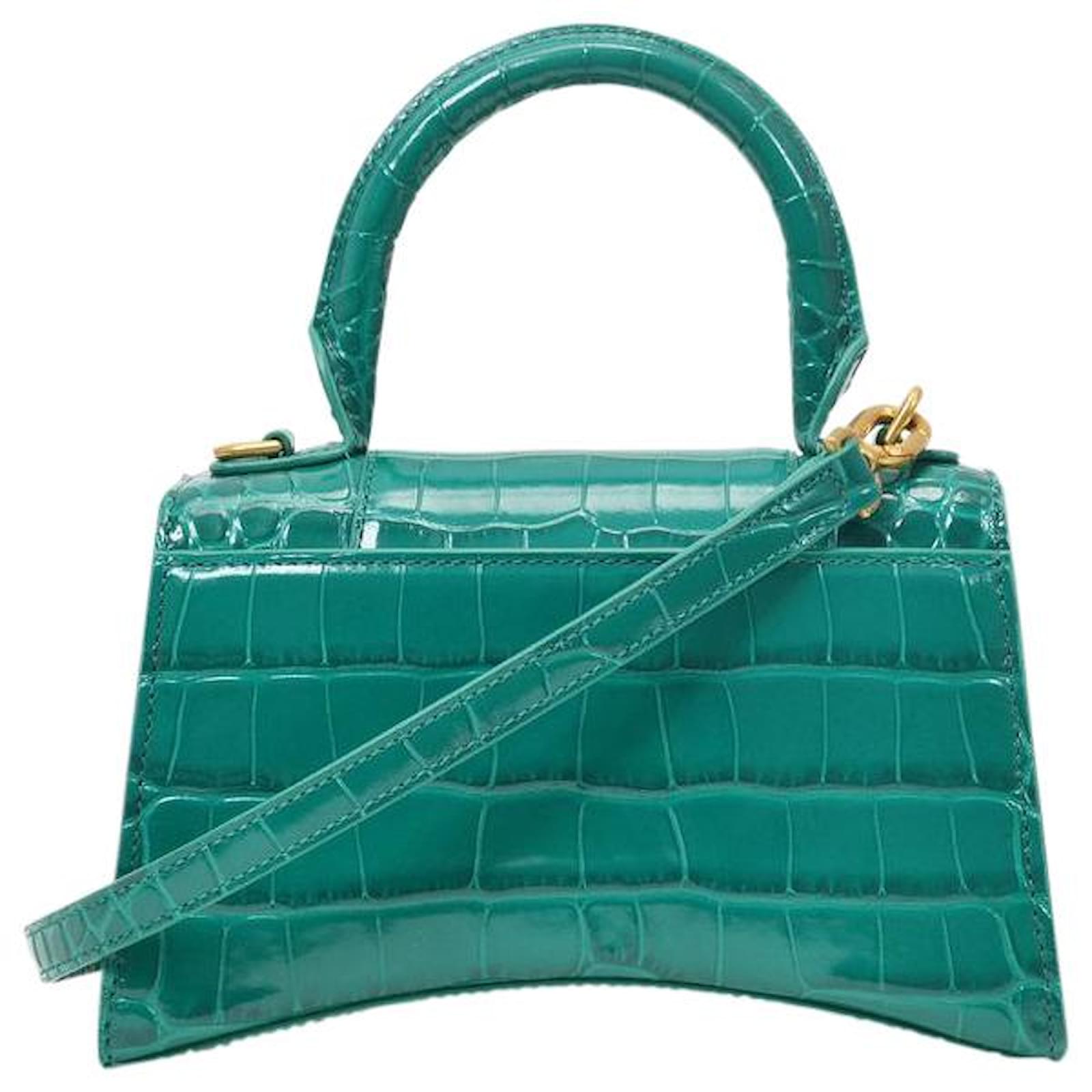 Balenciaga Hourglass Top Han Xs 3613 Jade Handbags & Purses Green Pony ...