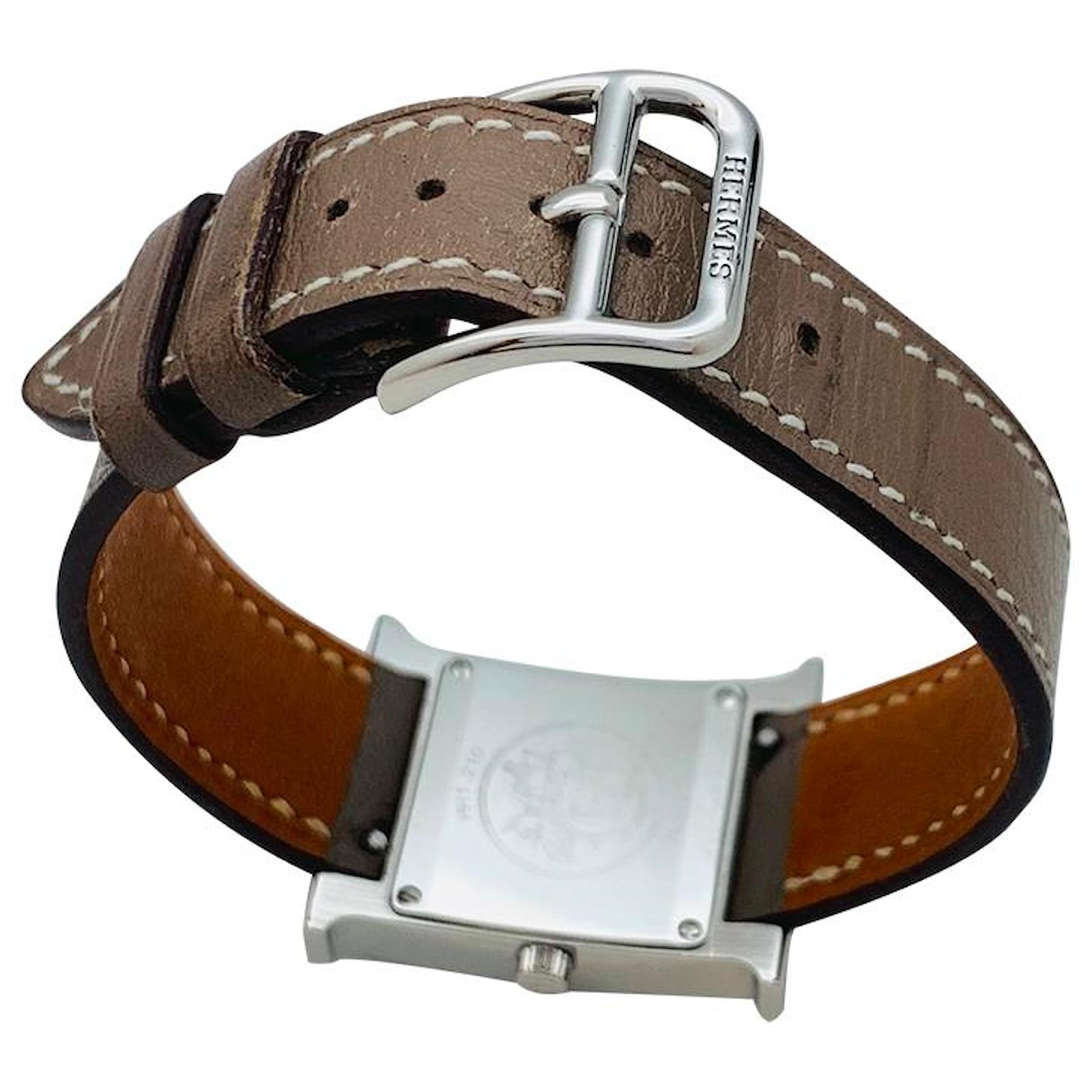Hermès "Heure H" watch in steel, cuir. Leather ref.496639 - Joli Closet